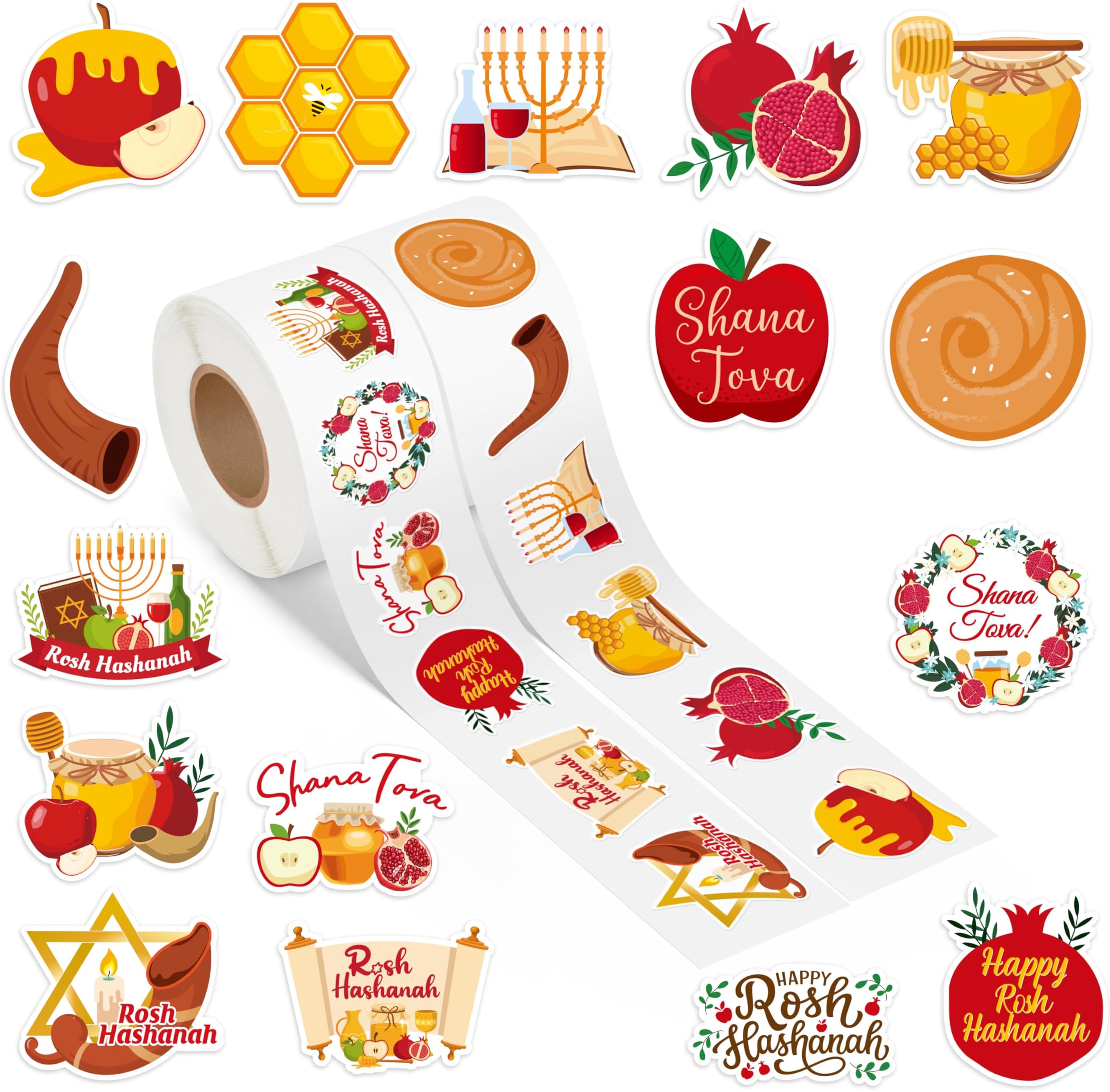 Amazon.com: OSNIE Rosh Hashanah Stickers Roll - 1000Pcs in 2 Rolls with ...