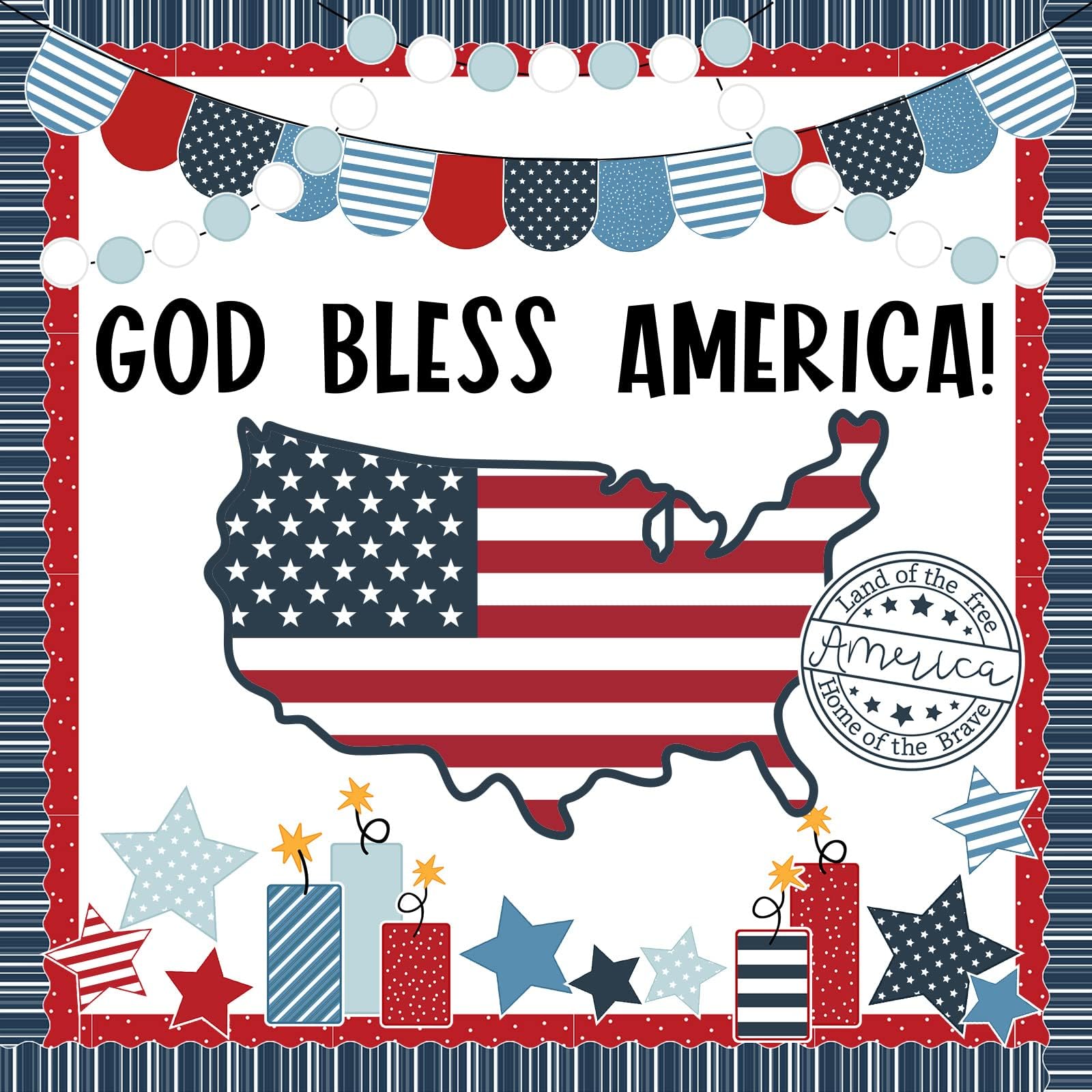 Amazon.com: Whaline 82Pcs Patriotic Classroom Bulletin Board Decoration ...