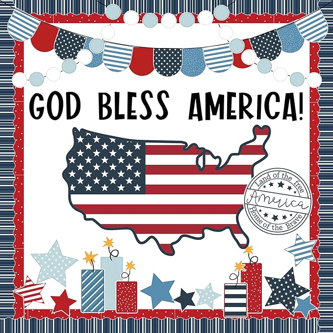 Amazon.com: Whaline 82Pcs Patriotic Bulletin Board Decorations Kit 4th ...