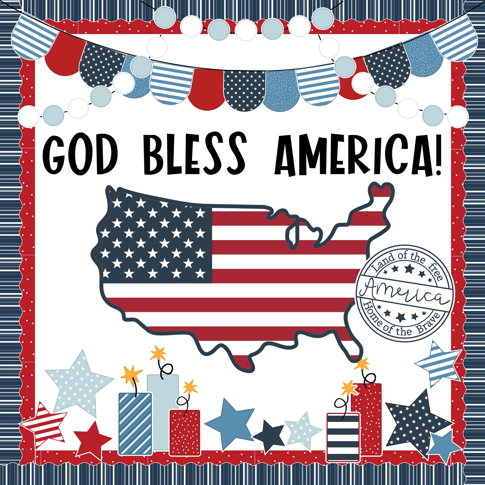 Amazon.com: Whaline 82Pcs Patriotic Classroom Bulletin Board Decoration ...