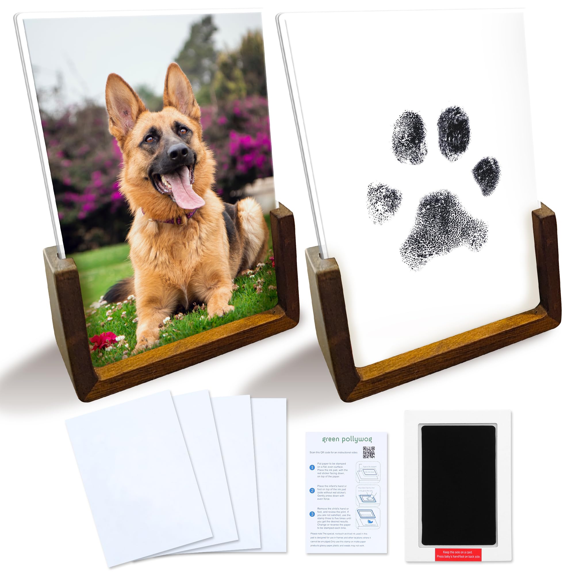 Amazon.com: Green Pollywog | Wood Base Pawprint Frame Kit | (2) 4” x 6 ...