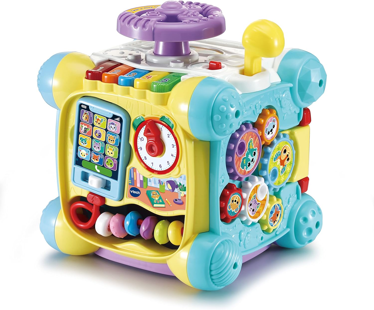 VTech Baby Twist & Play Cube, Interactive Baby Toy with Steering Wheel ...