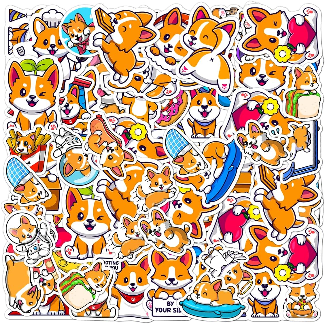 Amazon.com: 50 Pack Pcs Corgi Stickers for Water Bottles Waterproof ...