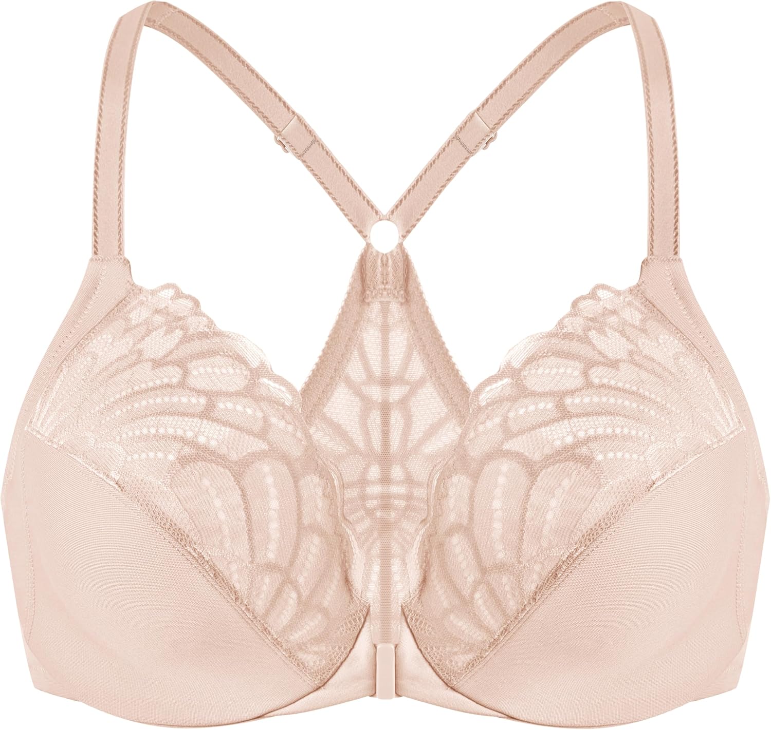 MELENECA Women's Racerback Front Closure Full Coverage Unlined Plus ...