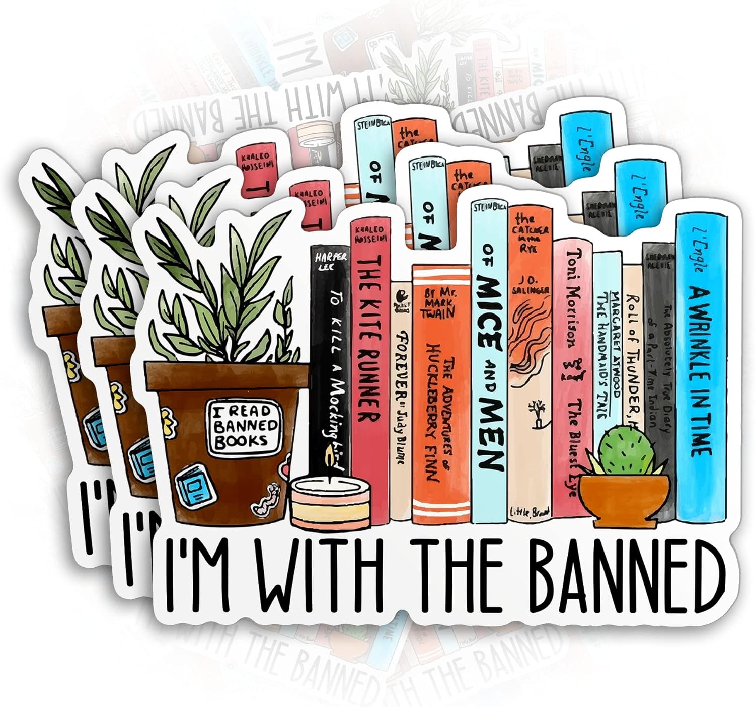 Amazon.com: (3Pcs-2") I'm with The Banned Sticker Banned Books Reading ...