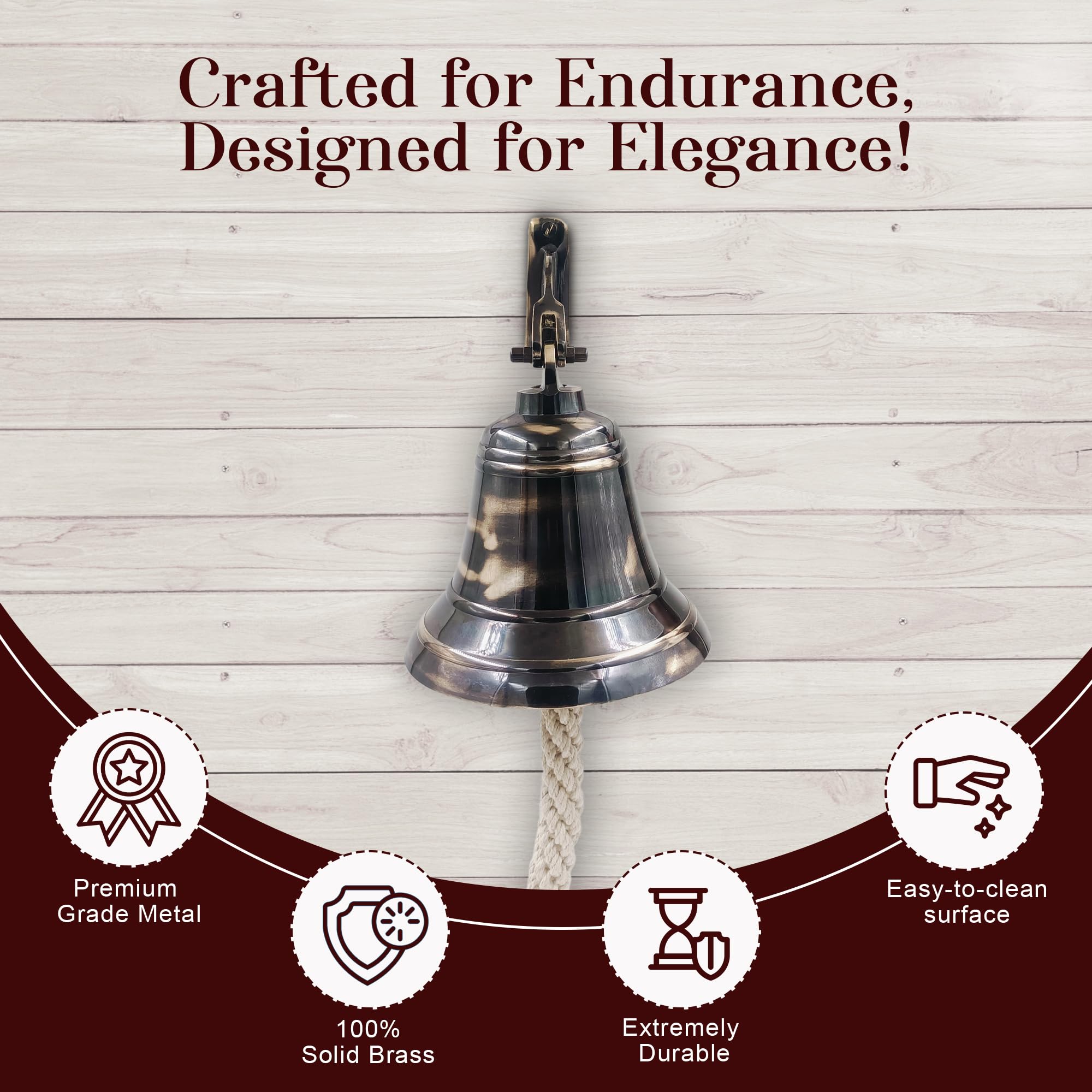 Snapklik.com : 6" Solid Brass Bell Marine Wall Mounted Ship Bronze ...