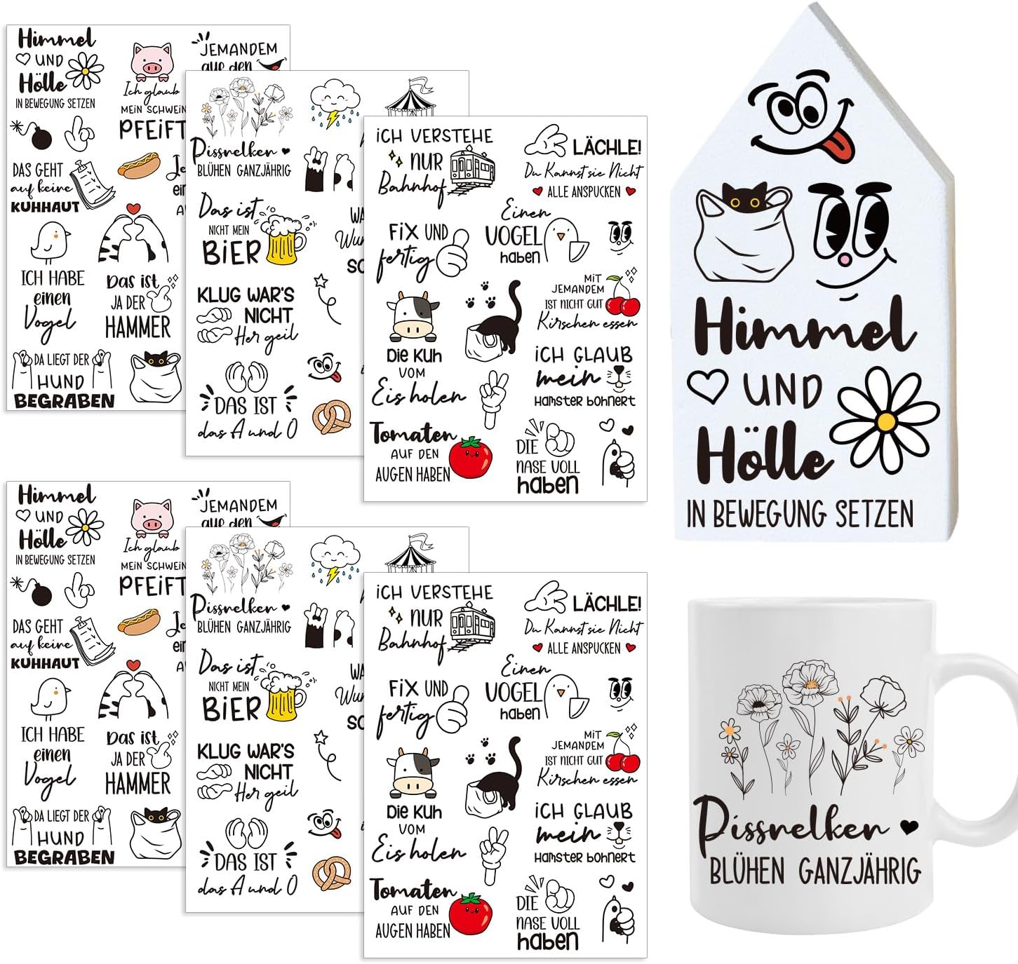 Amazon.com: Yomover Rub on Sticker, Pack of 6 Funny Sayings Rub on ...