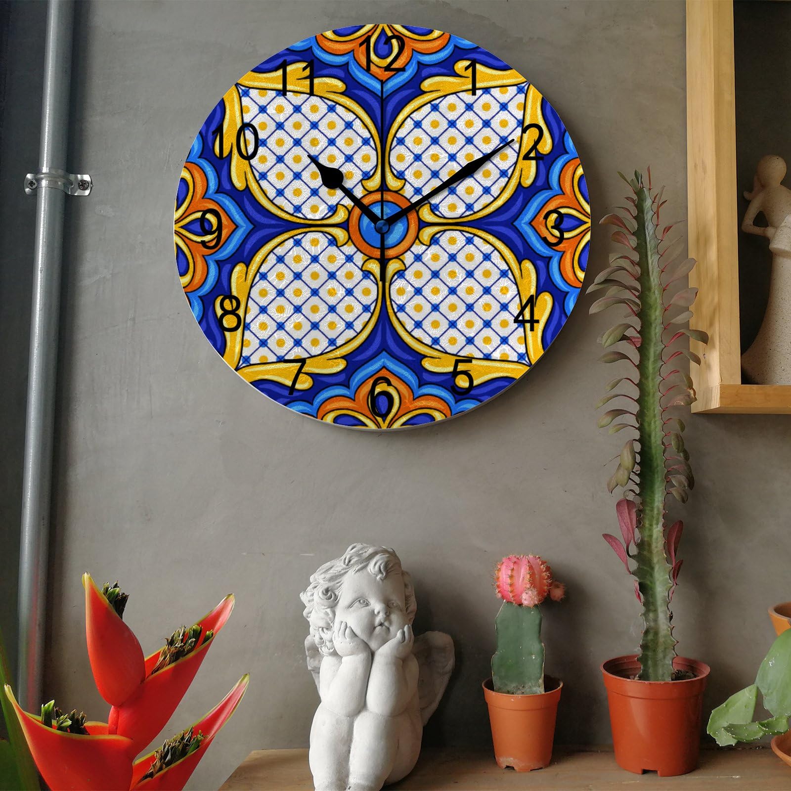 Amazon.com: Hapuxt Mexican Talavera Ceramic Tile Wall Clock Quartz ...