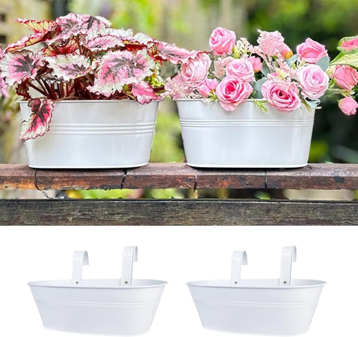 Amazon.com: LaLaGreen Outdoor Plants Rail Planter (2 Pack, 16 Inch ...