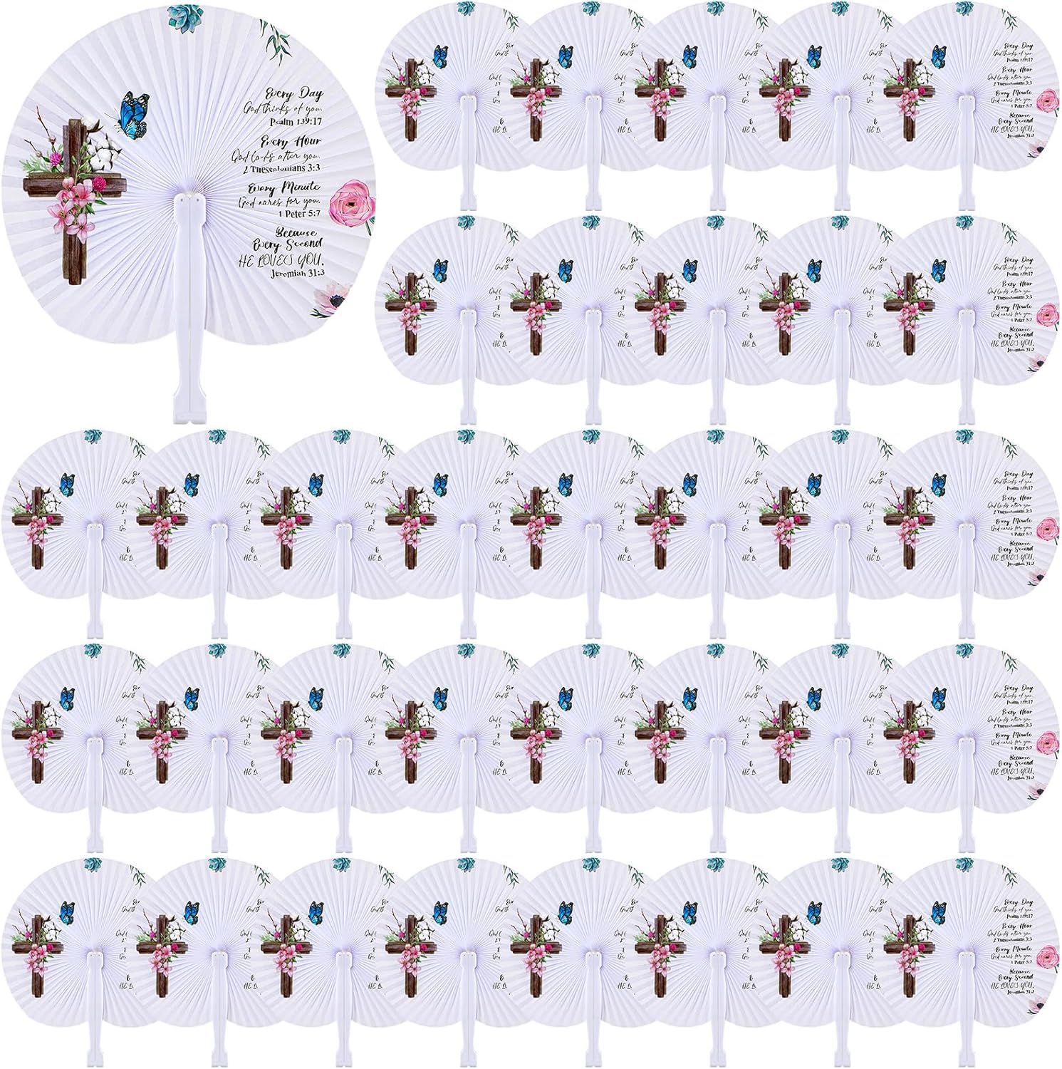 Amazon.com: Suzile 100 Pcs Christian Church Fans Handheld Wedding ...