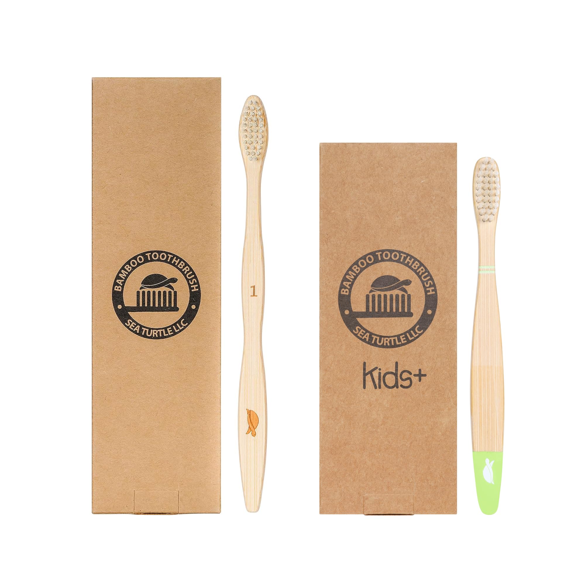 Amazon.com : Sea Turtle Bundle Adult and Kids Toothbrushes, Plant-Based ...