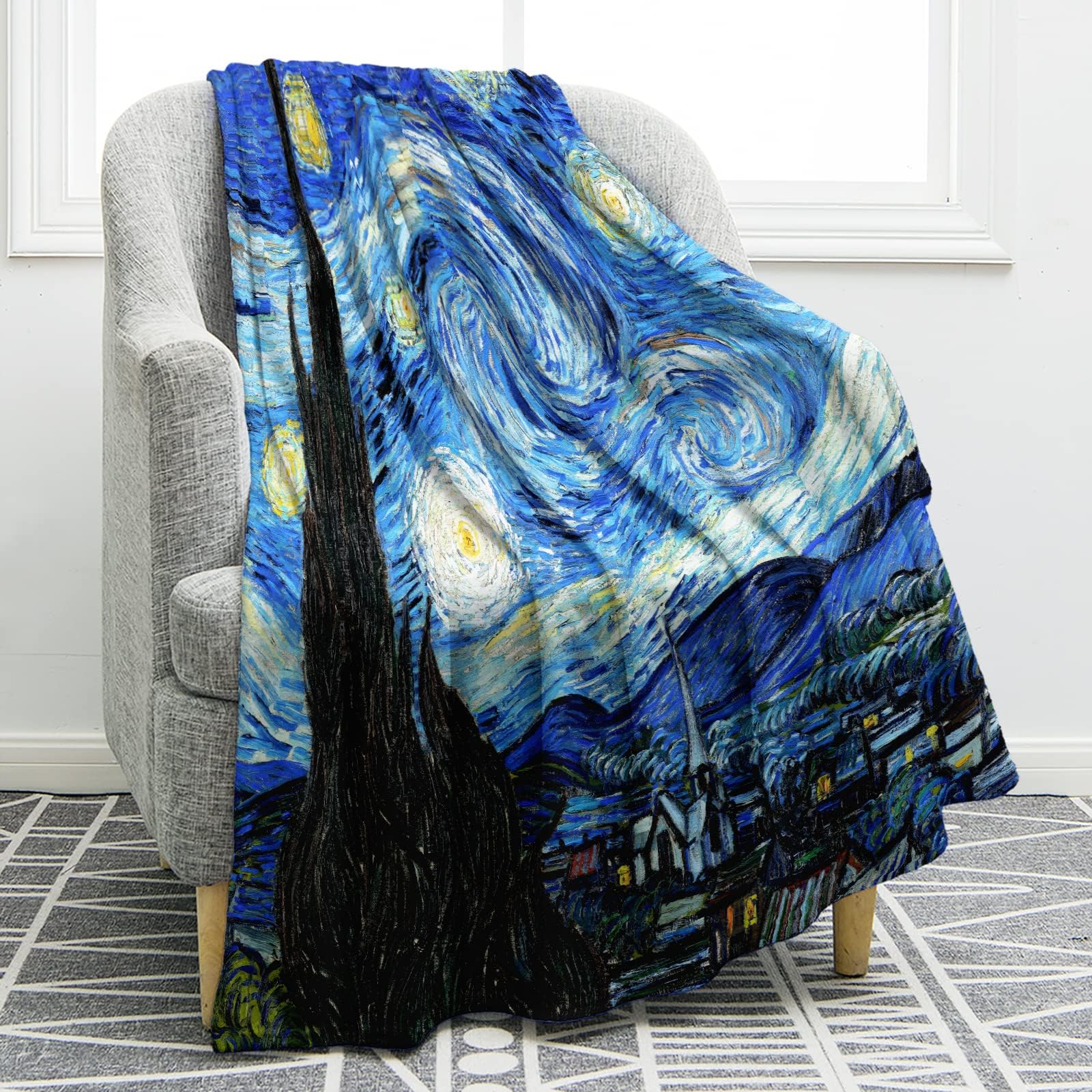 Amazon.com: CafePress Starry Night Vincent Van Gogh Throw Blanket Super ...