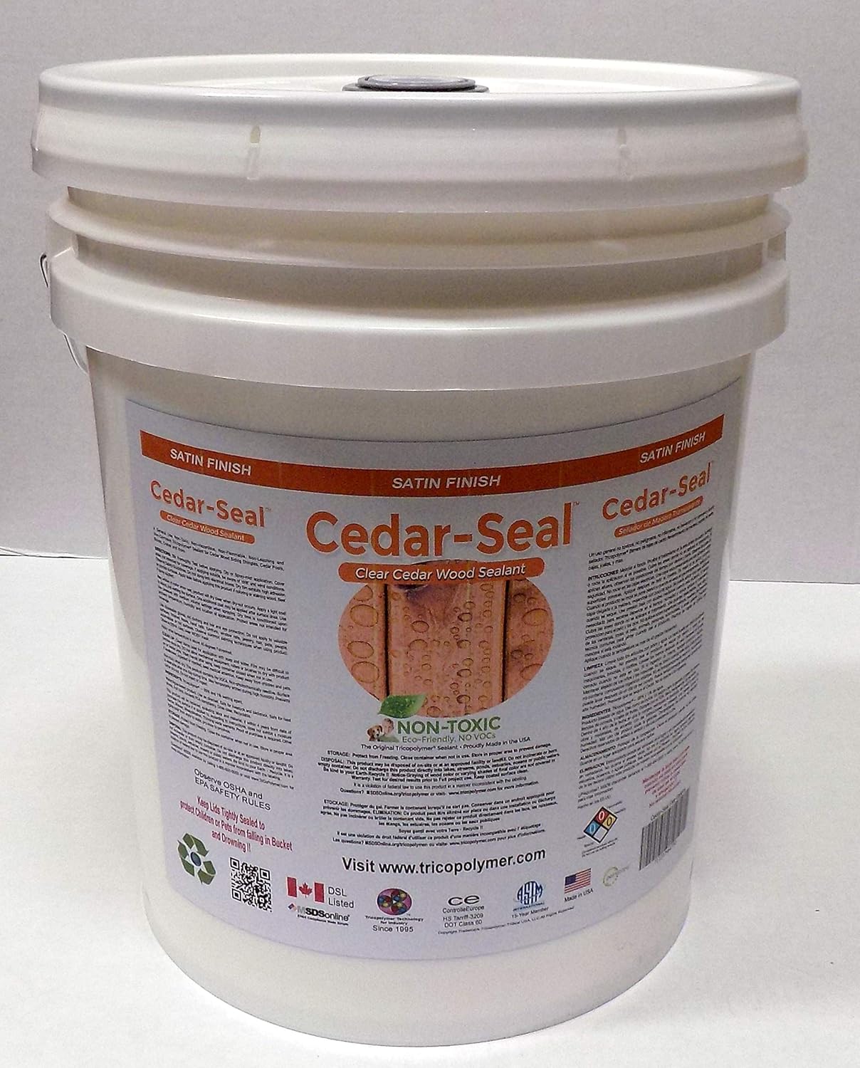 TriCoPolymer VOC Free Non Toxic 5 Gal. Clear Satin Cedar-Seal: Painting ...