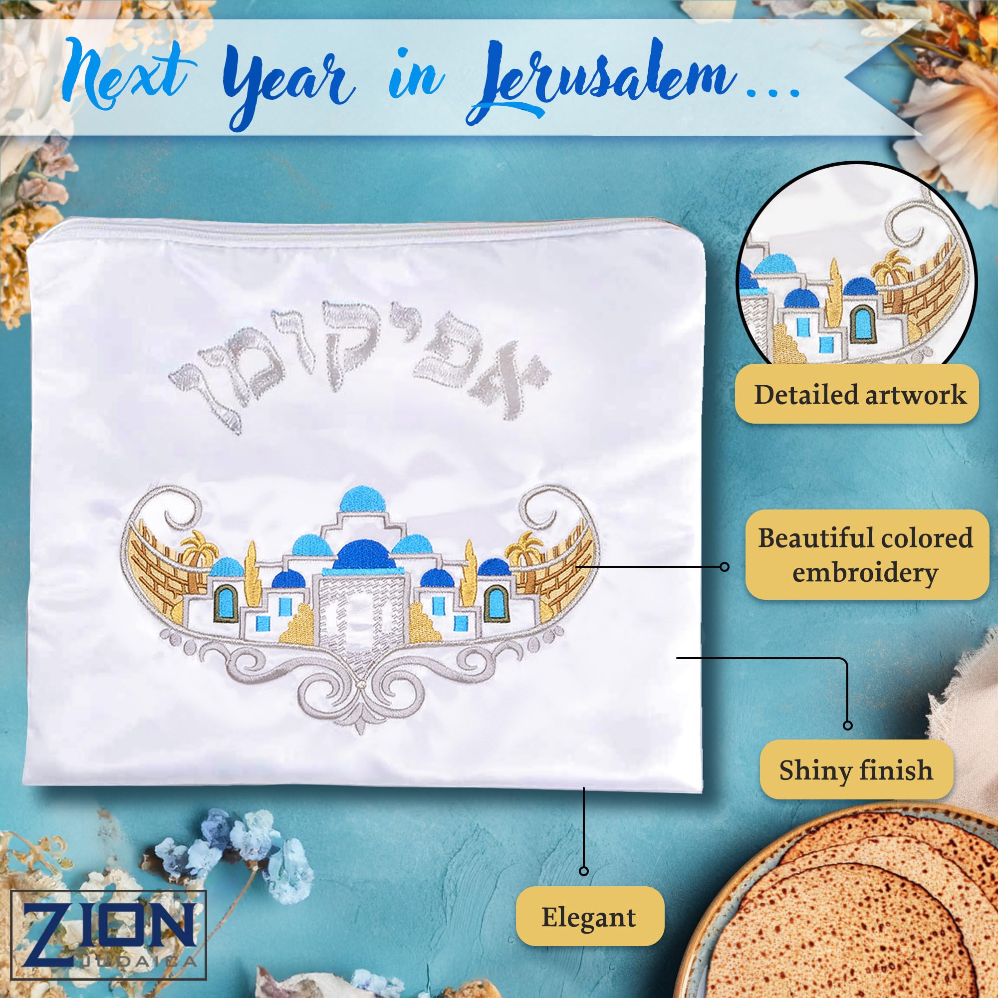 Snapklik.com : Passover Seder Satin Round Matzo Holder And Afikoman Bag ...