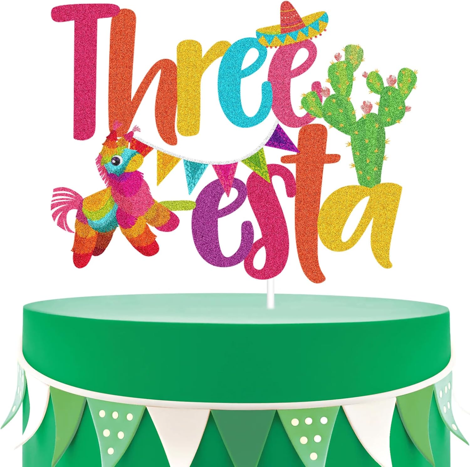 Three-esta Happy 3rd Birthday Cake Topper - Mexican Fiesta Themed ...