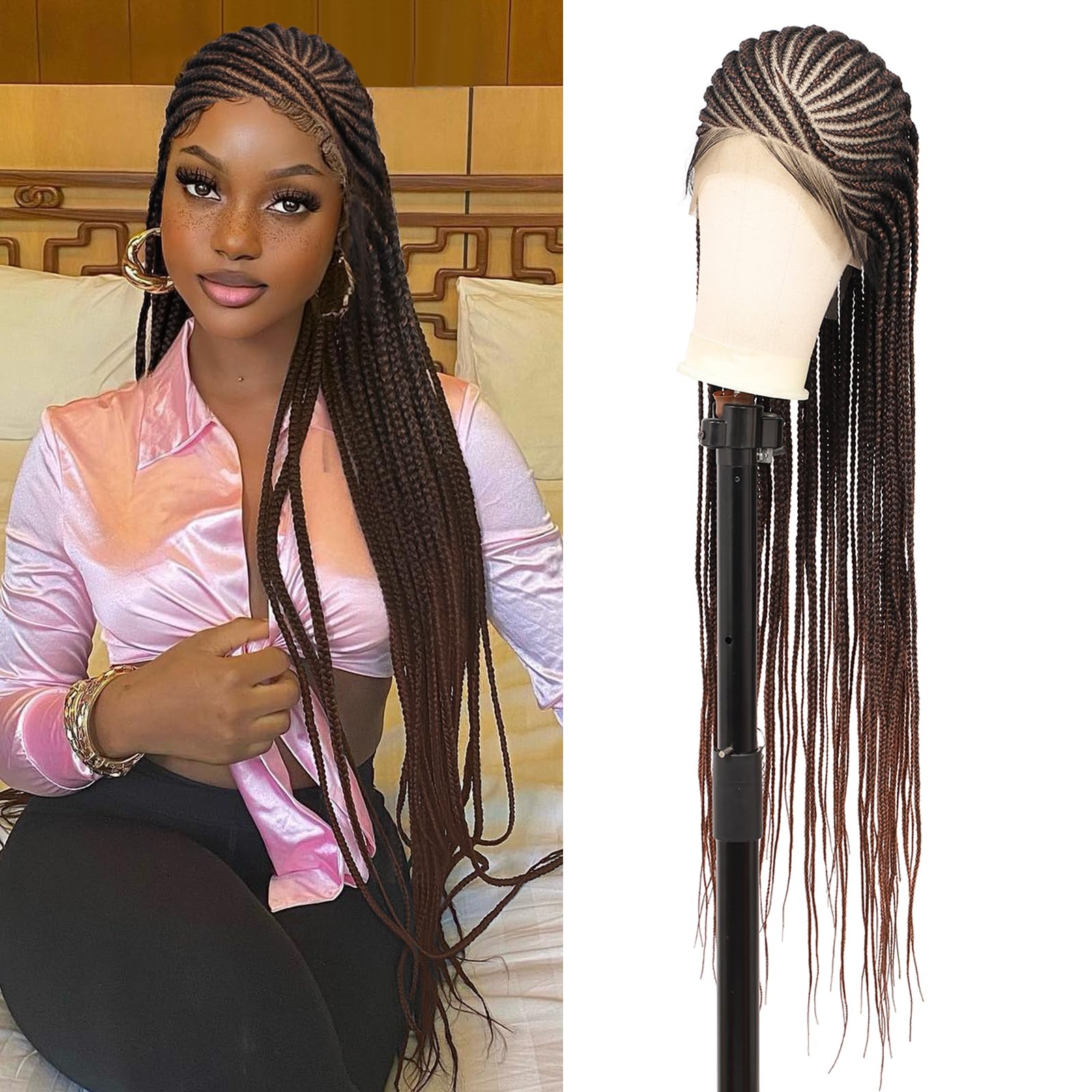Amazon.com : Brinbea 13X8" HD Lace Front Braided Wigs Cornrow Braided ...