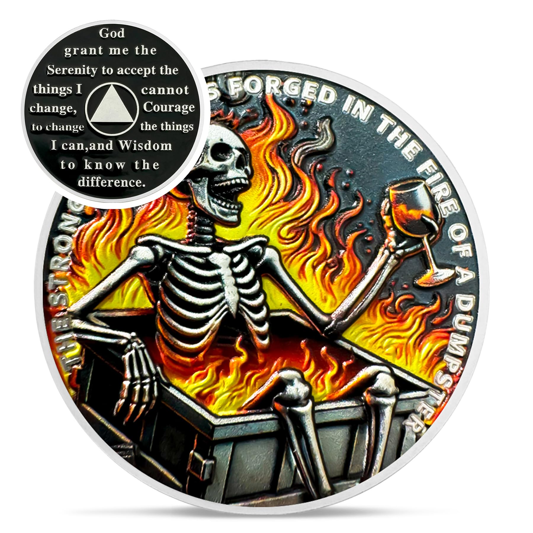 Amazon.com : Chill Dumpster Fire Skull Sobriety Coin - The Strongest ...