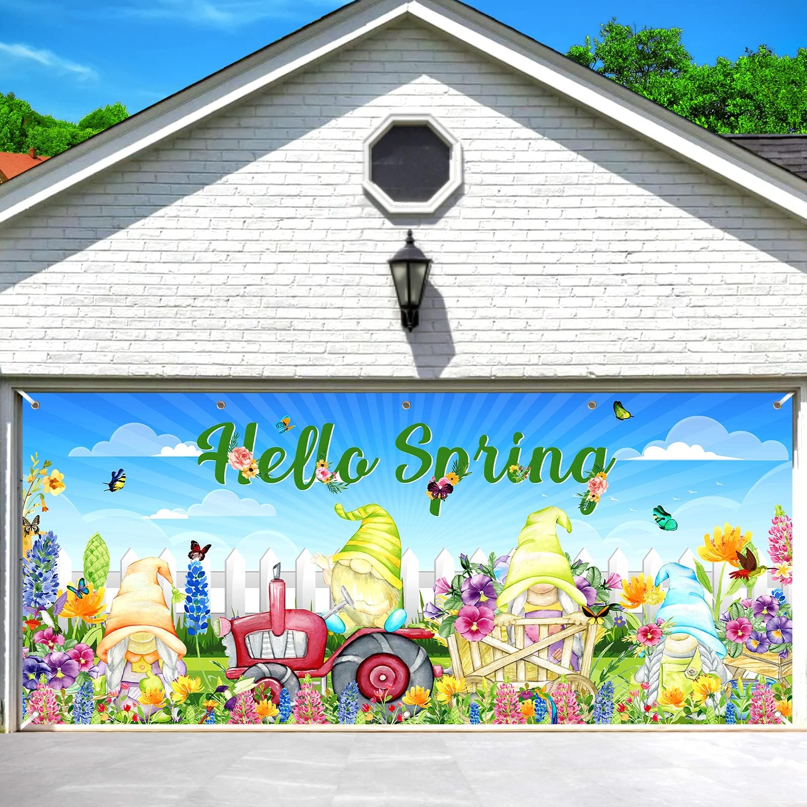 Amazon.com : Hello Spring Garage Door Banner Decoration Large Spring ...