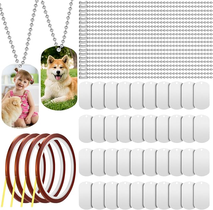 Amazon.com: Yaocom 100 Pcs Sublimation Blank Dog Tags with Chains ...