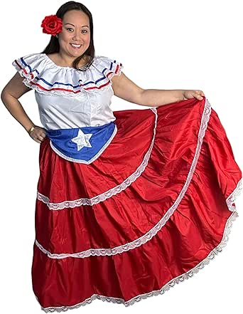 Amazon.com: VivianFongDesigns LLC Puerto Rican Traditional Red Dress ...