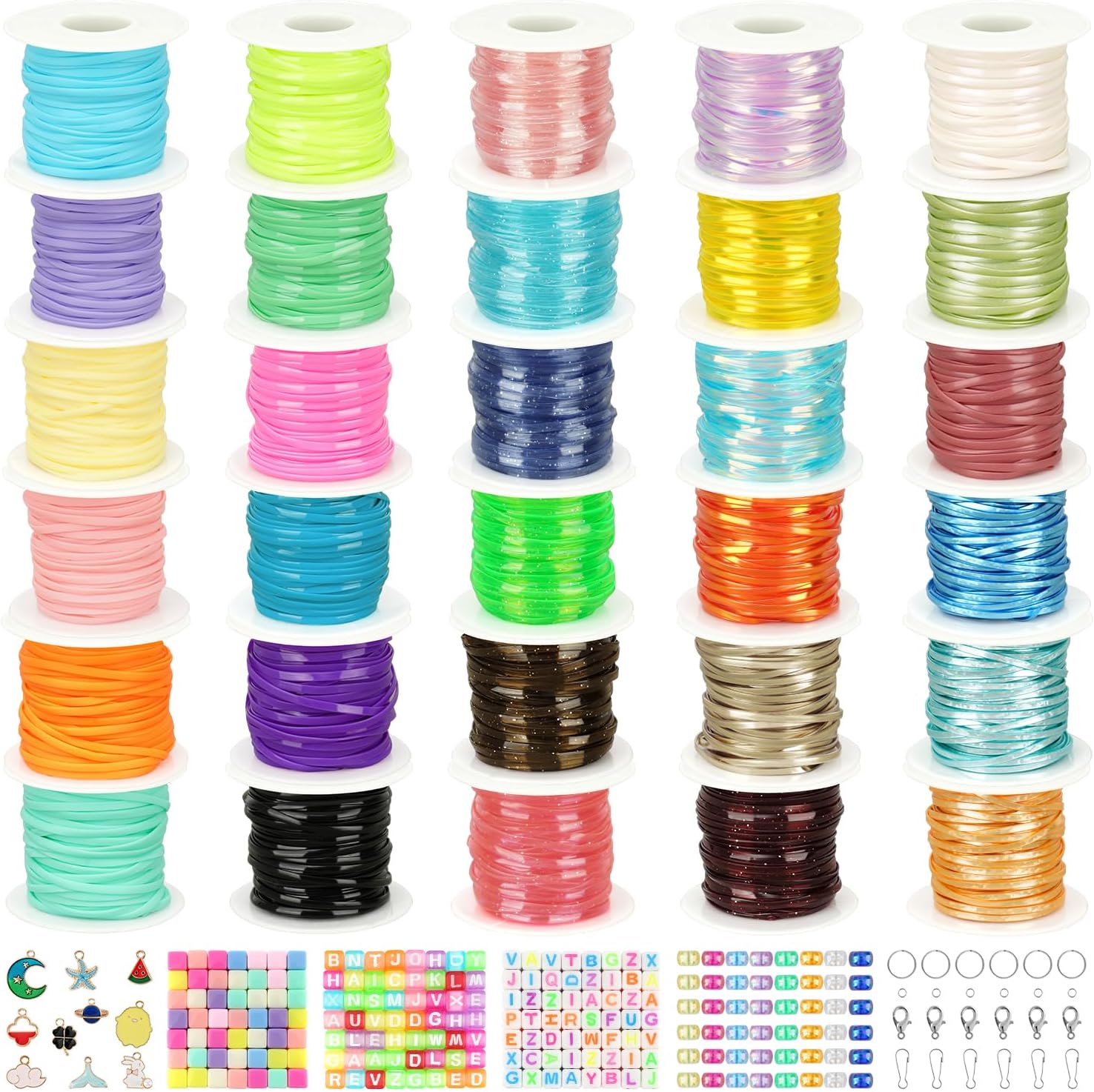 Amazon.com: KAMJUNTAR Lanyard String Kit, 30 Rolls Gimp String Plastic ...