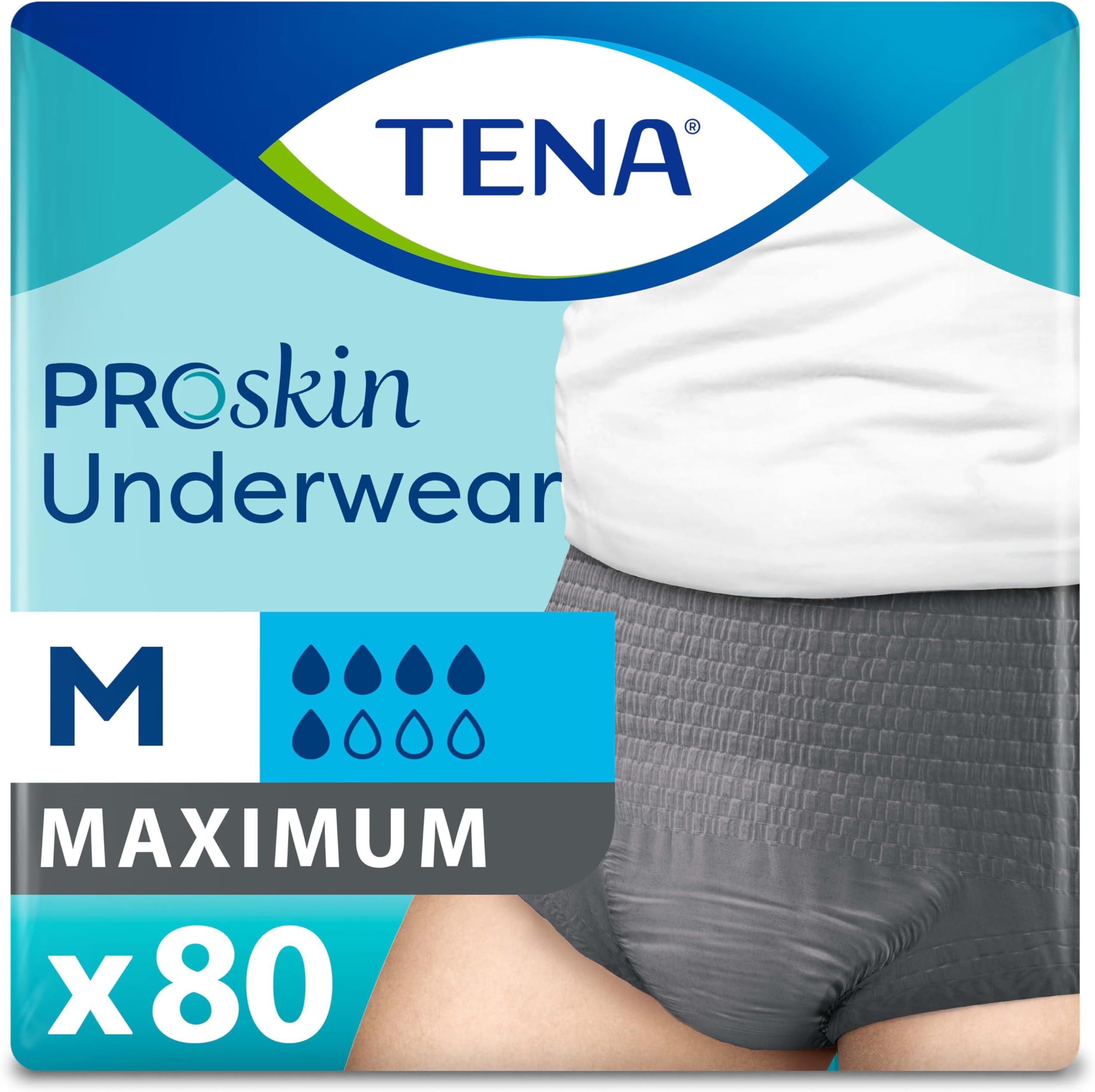 Amazon.com: TENA Men's Washable Protective Boxers, Light Absorbency, Large, Black, 1 Count ...