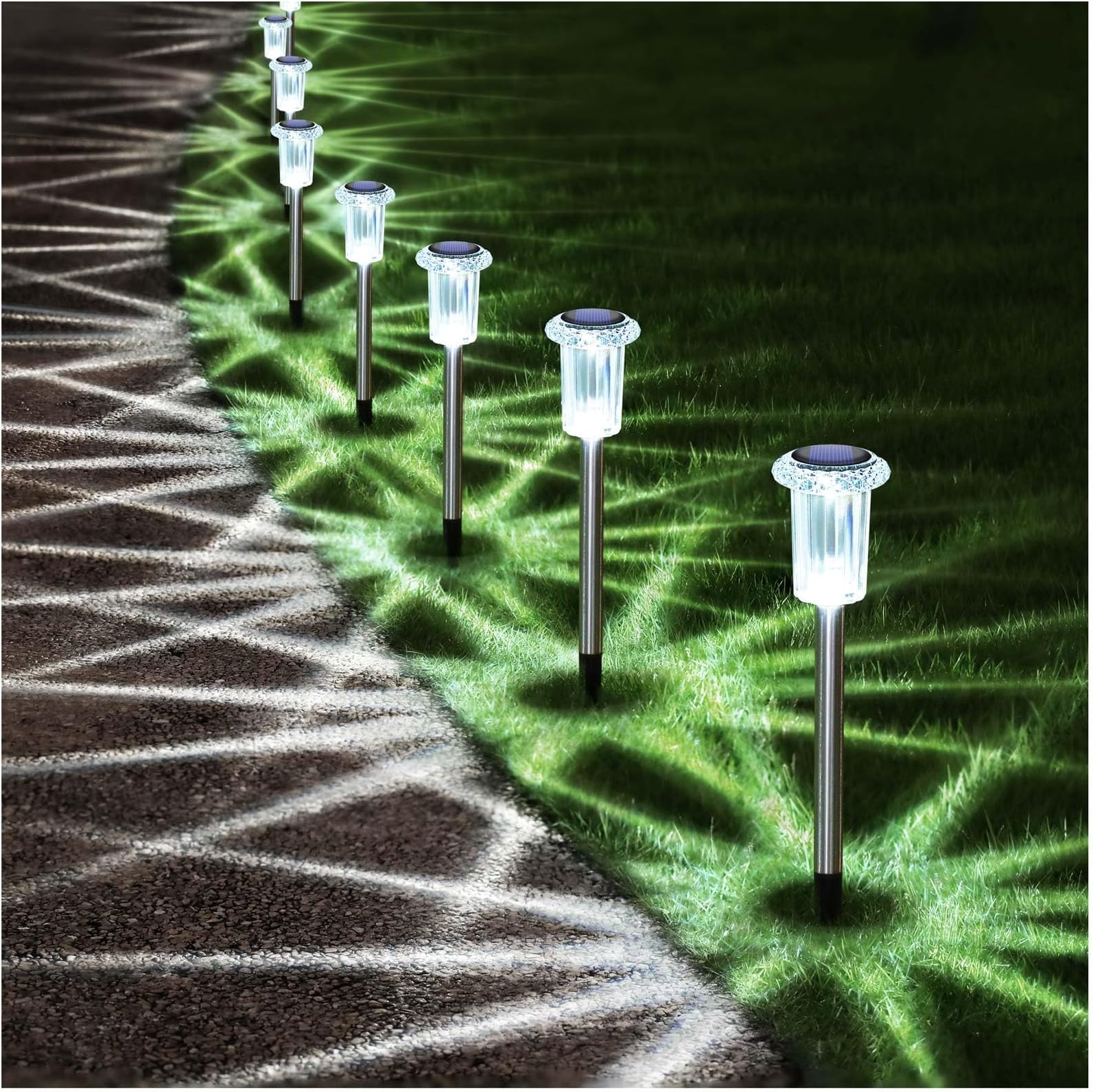 Amazon.com : LAUREL CANYON Solar Pathway Lights, 8 Pack Outdoor Solar ...