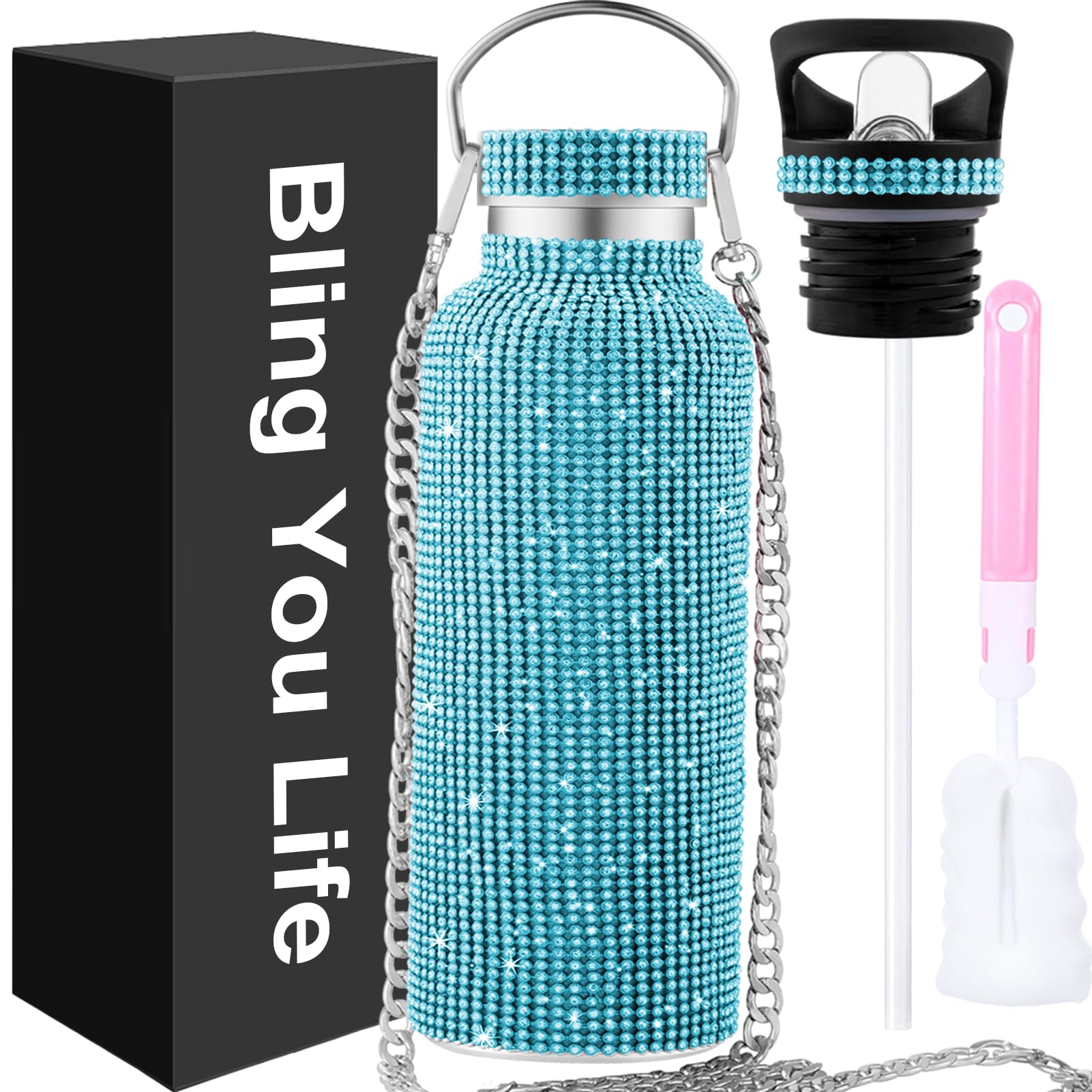 Amazon.com: WINCHERRIA Bling Water Bottle Rhinestone,Diamond Water ...