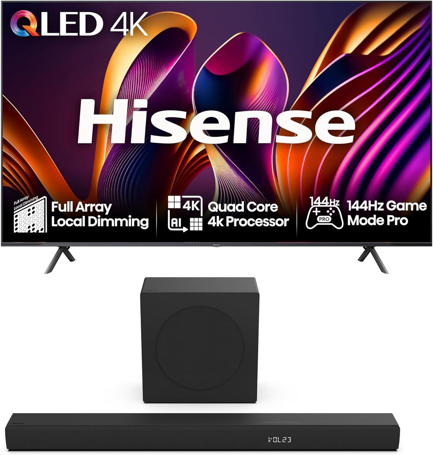 Hisense TV & Soundbar Bundle: 85E7NQTUK PRO TV with Quantum Dot Colour ...