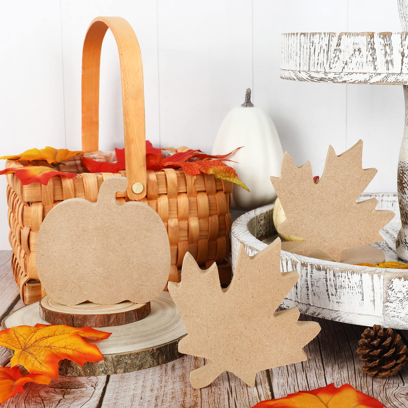 Fall Crafts Fall Wood Pumpkin Cutouts With Maple Leaves - DIY ...