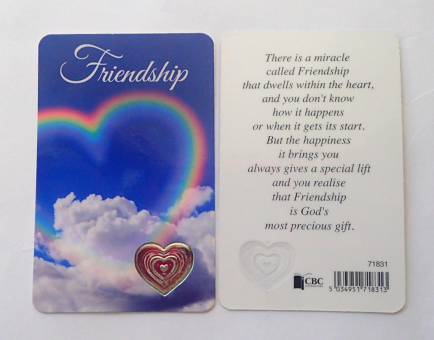 Prayer Cards Friendship Laminated Silver Foil Heart Motif (For a Friend ...
