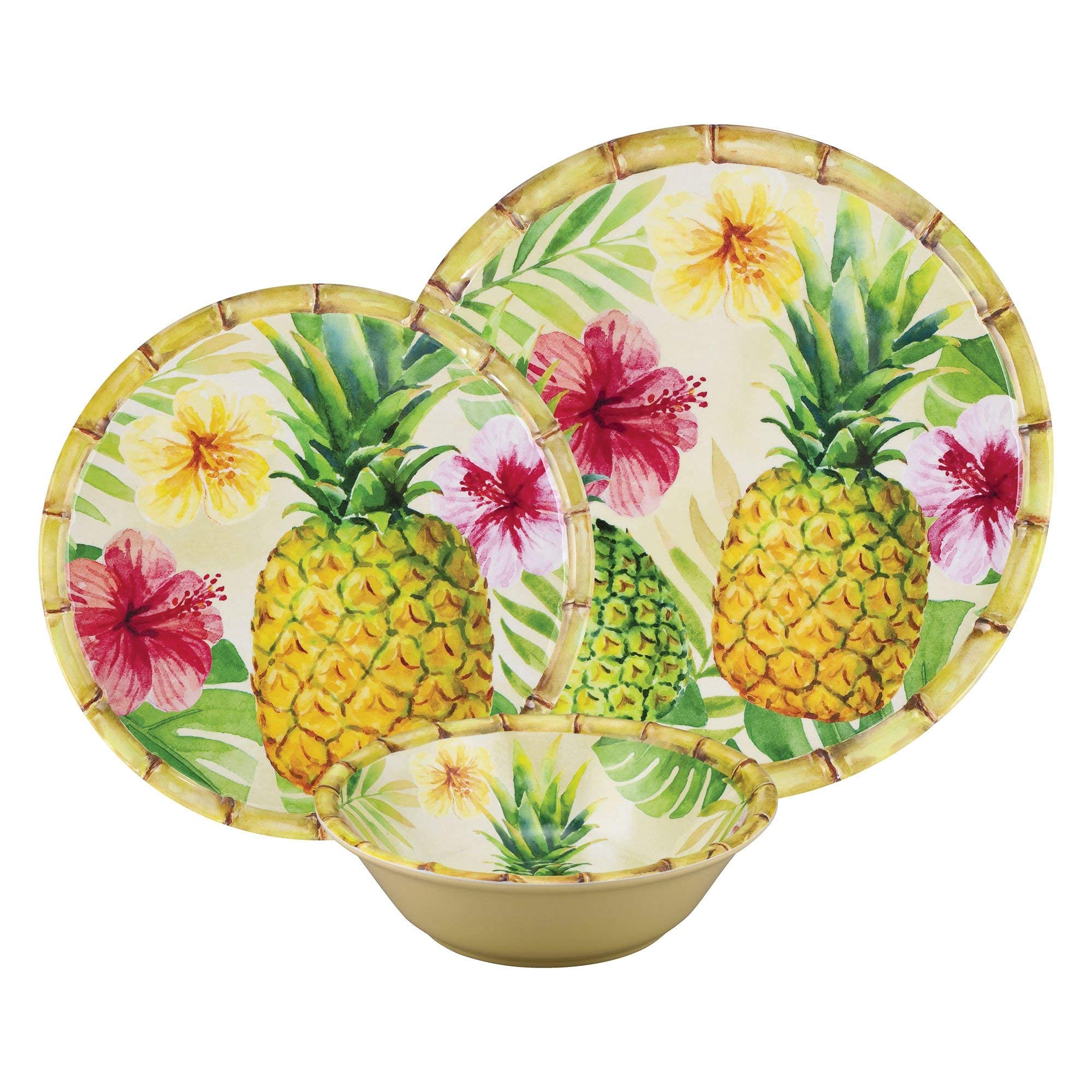 Snapklik.com : UPware 12 Piece Pineapple Melamine Dinnerware Sets
