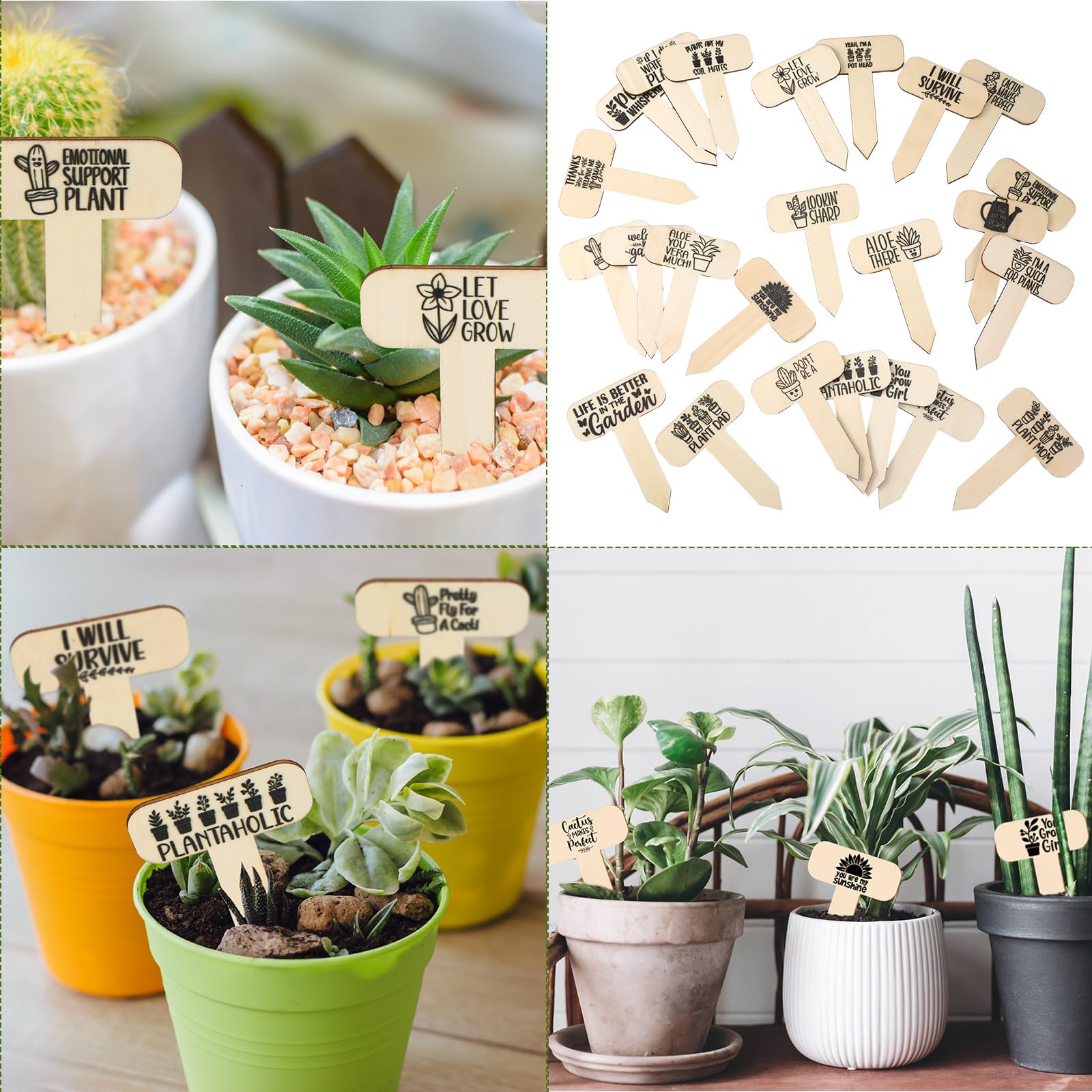 Snapklik.com : Wenqik 48 Pcs Funny Wooden Plant Markers Plants Labels ...