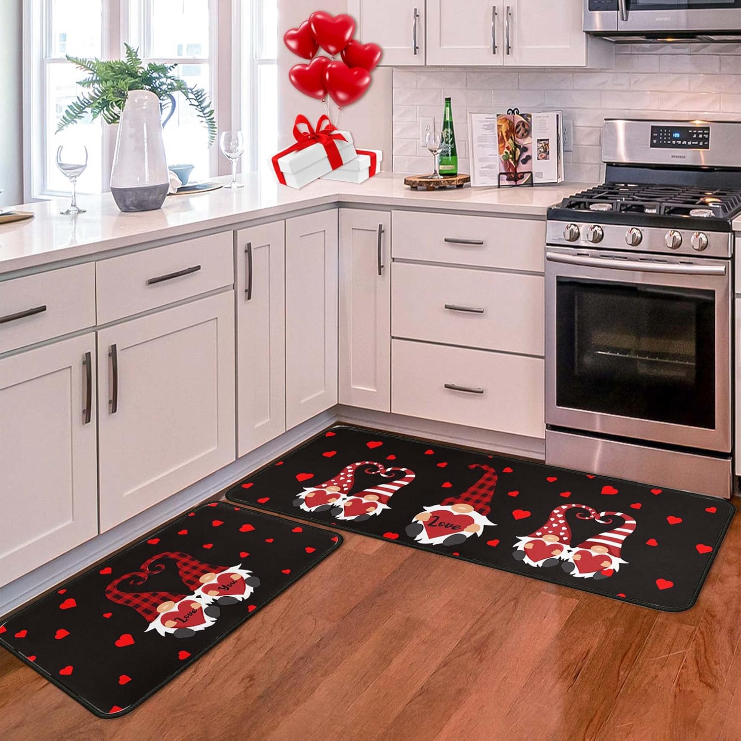 Amazon.com: boilopp home Valentine Kitchen Rug Set of 2 Kitchen Floor ...