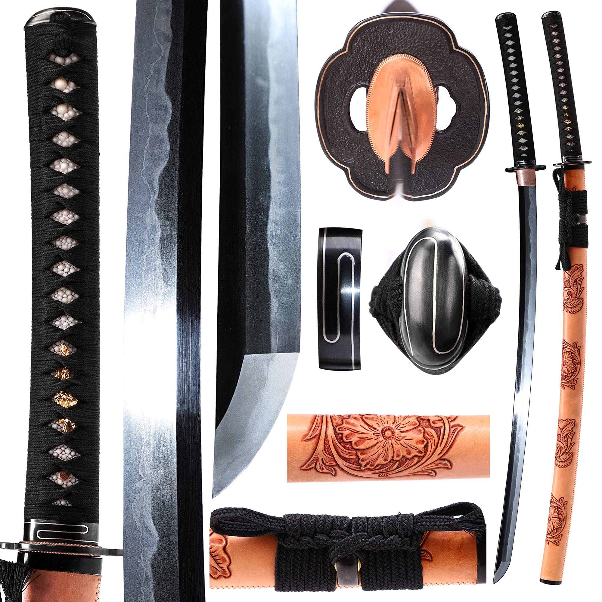 Hejiu Handmade Sword Samurai Katana Sword Hand Forged Tamahagane Heat ...