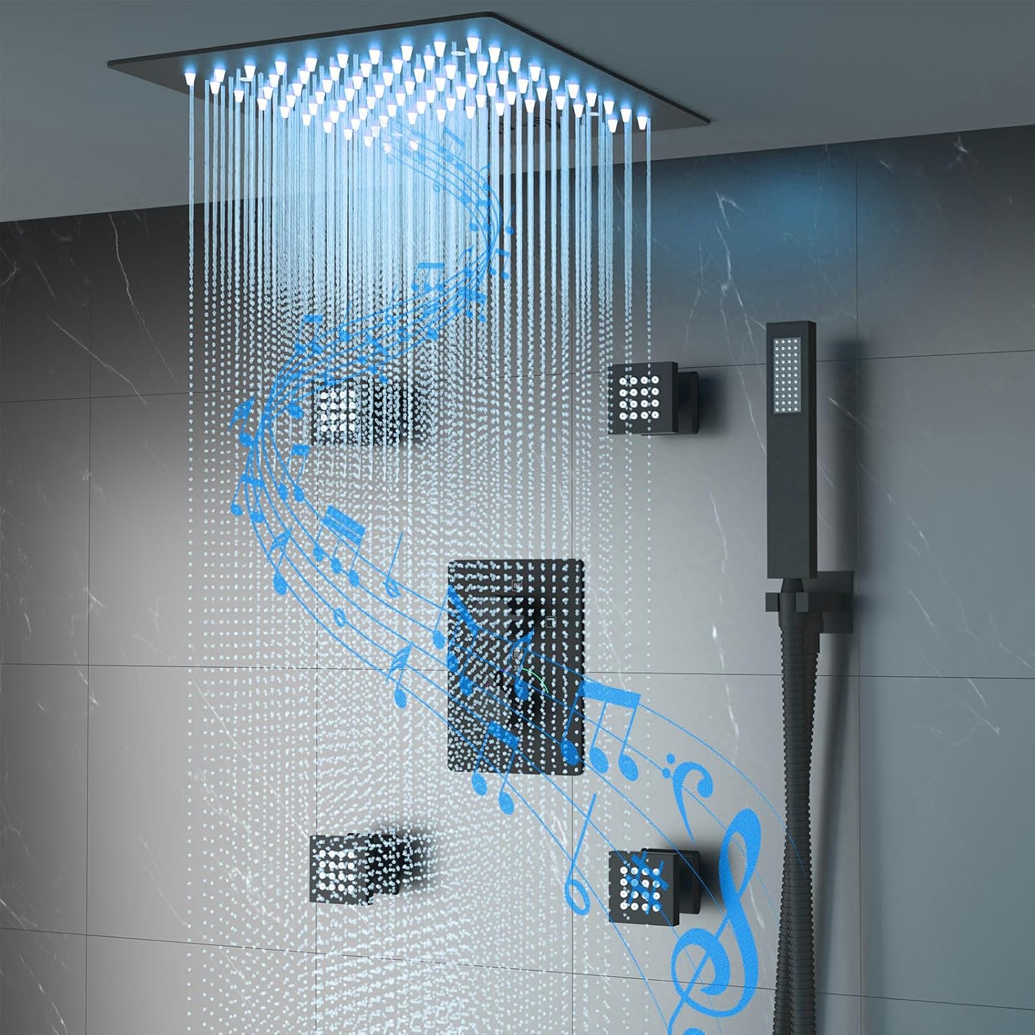 Thermostatic Shower System, ILROOMH Full Body Shower System with Body ...