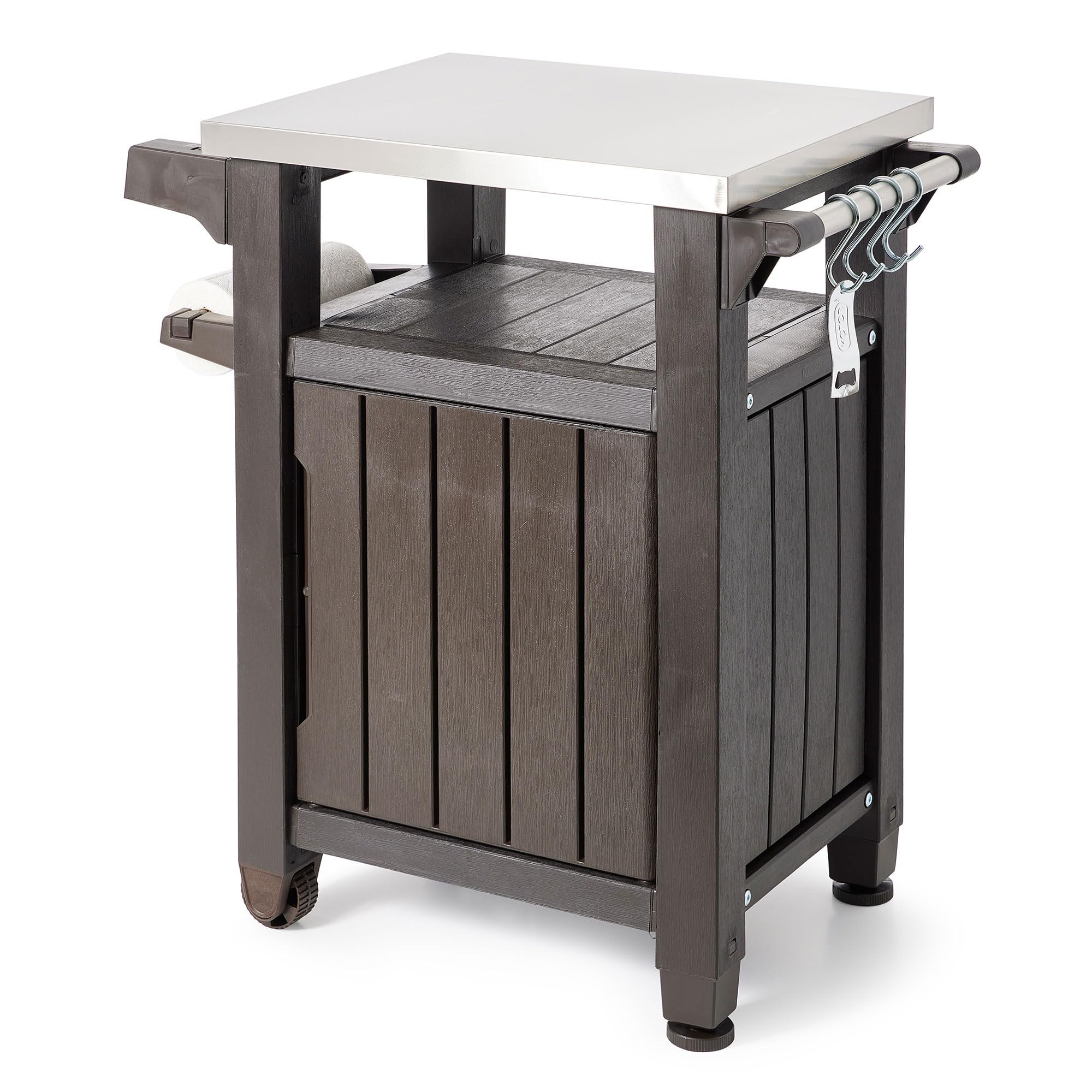 Snapklik.com : Keter Unity 40 Gallon Stainless Steel Top Grilling Bar Cart