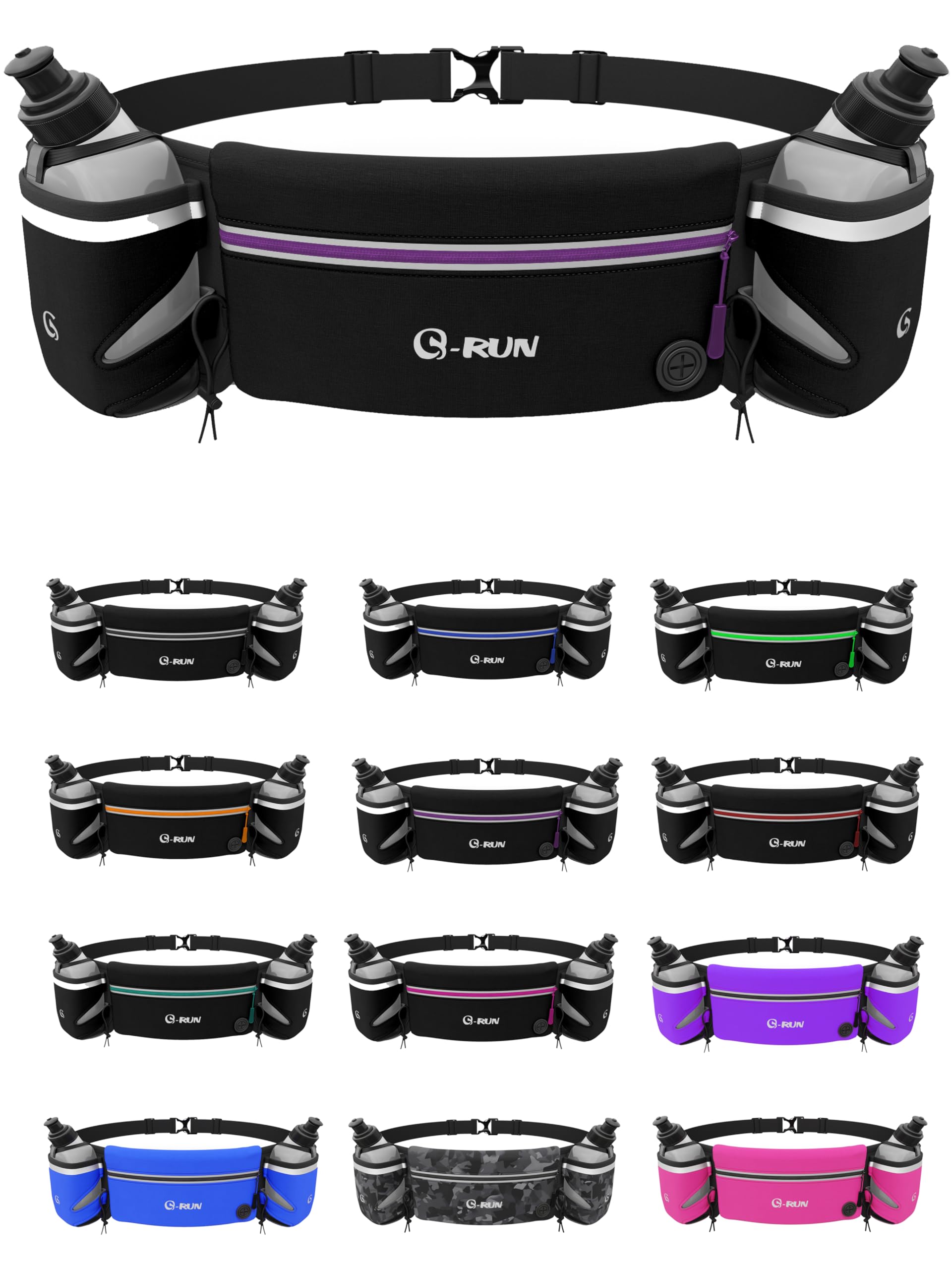 Amazon.com: Hydration Running Belt with 2x10oz Bottles - Water Belts ...