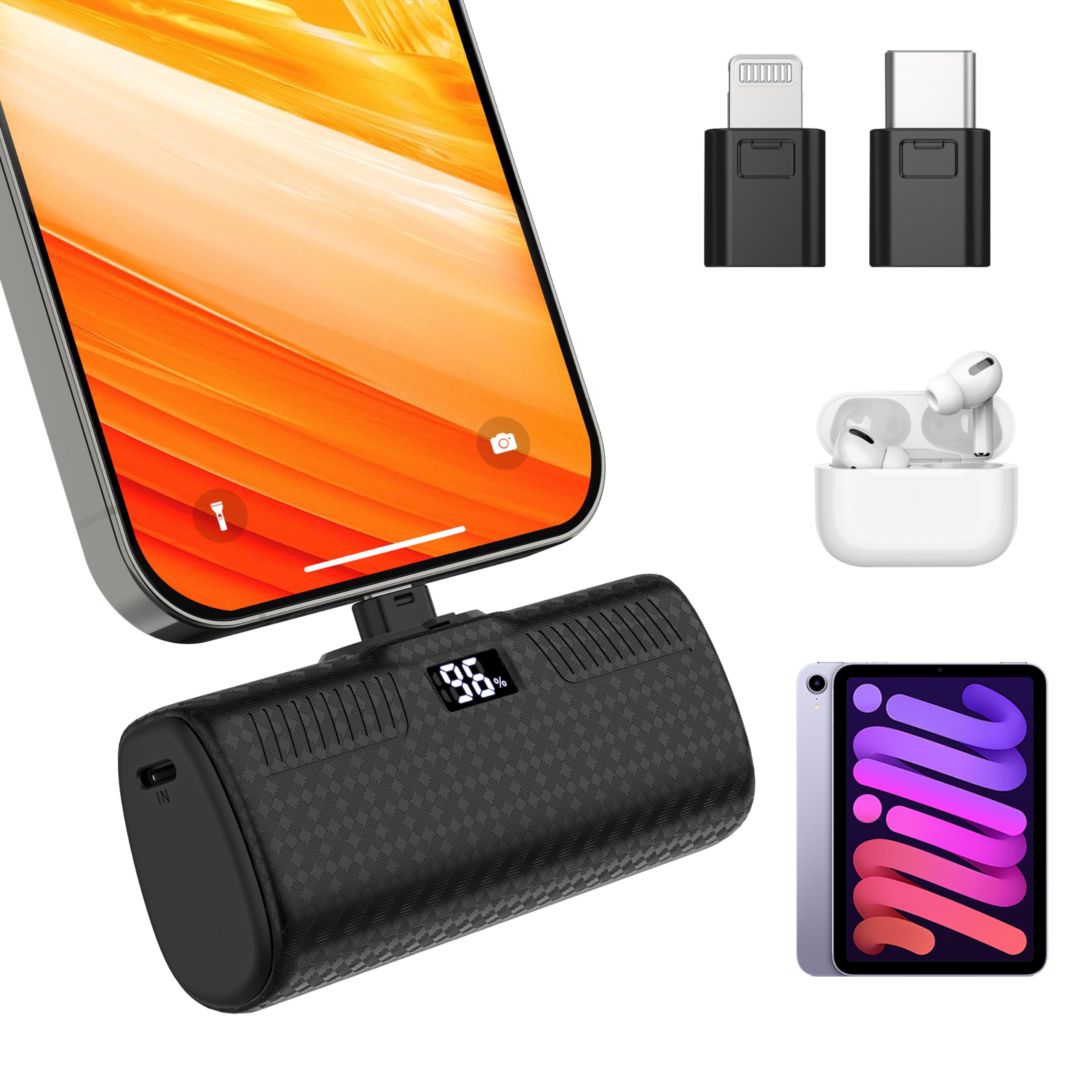 Portable Charger 6000 mAh for [Lightning & USB-C Devices], [65% Charged ...