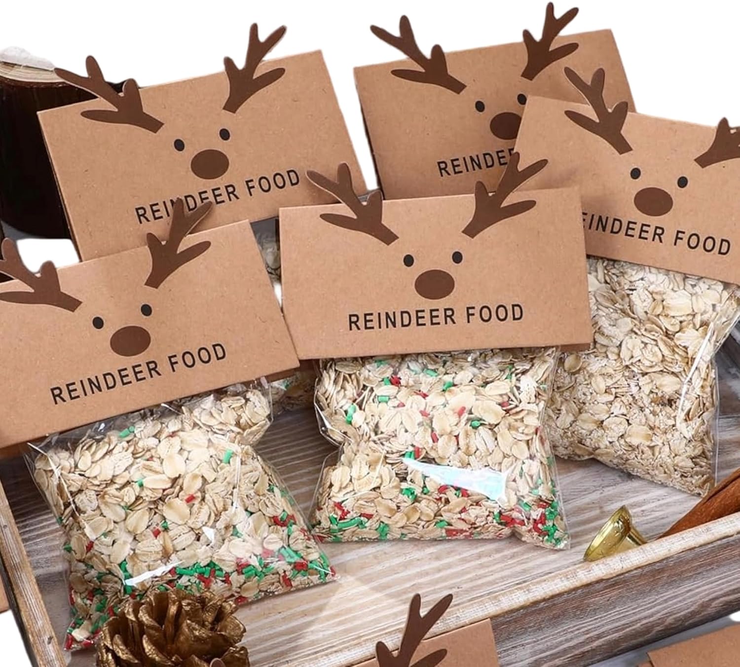 Amazon.com: Yexiya 100 Sets Magic Reindeer Food Christmas Treat Bags ...