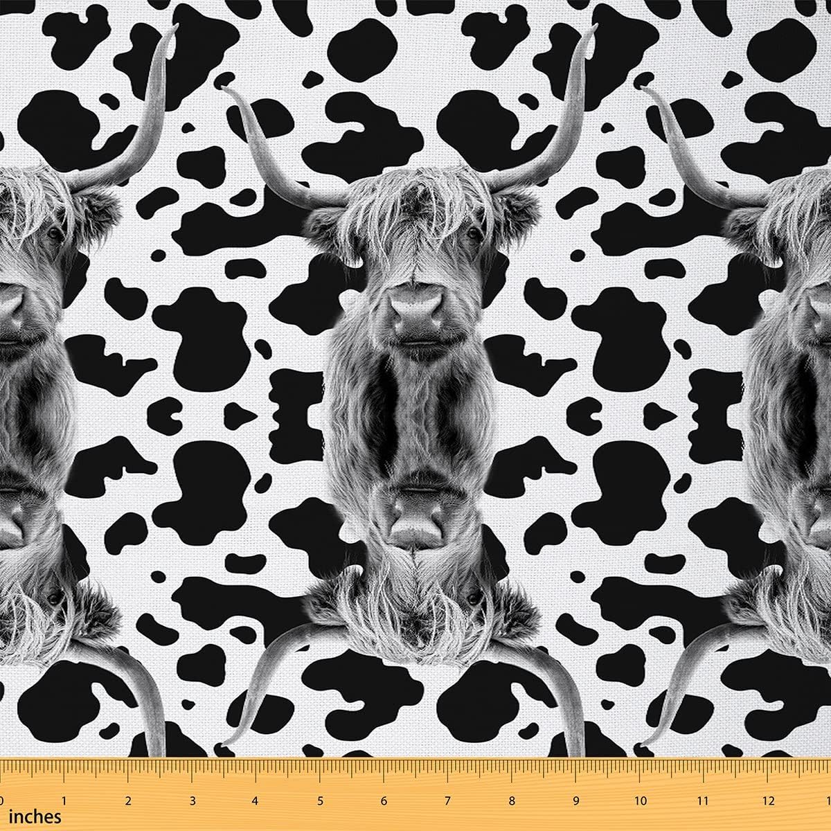 Amazon.com: Highland Cow Fabric by The Yard, Cow Print Upholstery ...