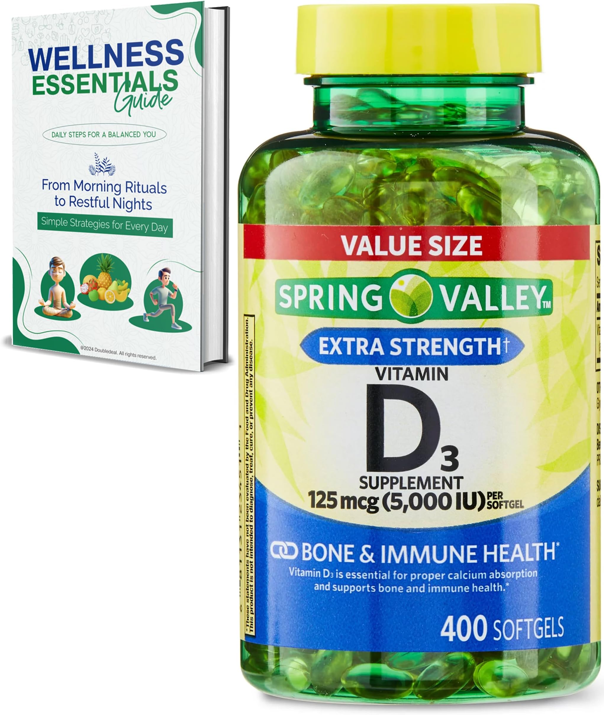 Amazon.com: Vitamin D3 Spring Valley Softgels, 125 mcg per Softgel ...