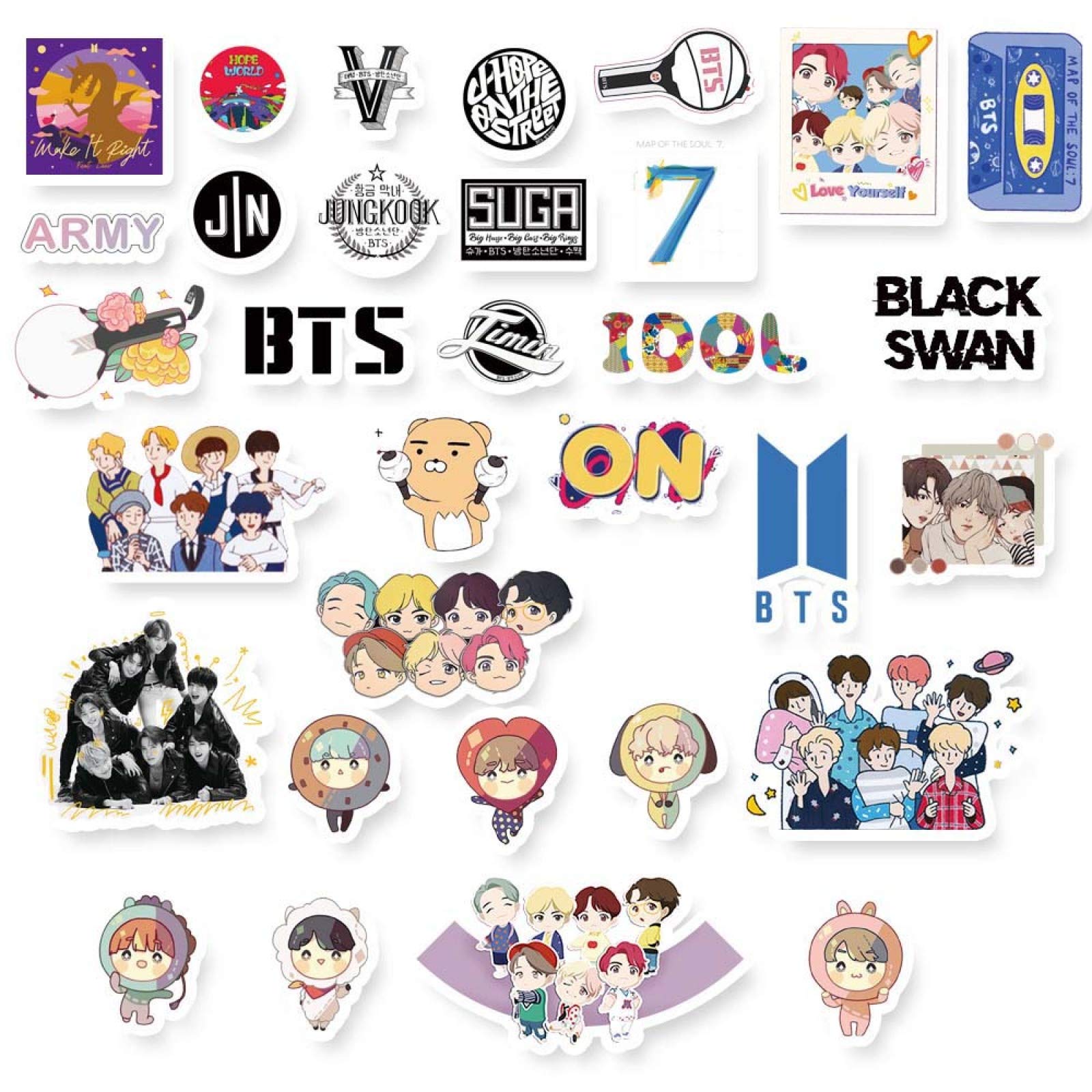 BTS Sticker Set Decal Jungkook V Jimin SUGA RM J-Hope Cute Stickers For ...