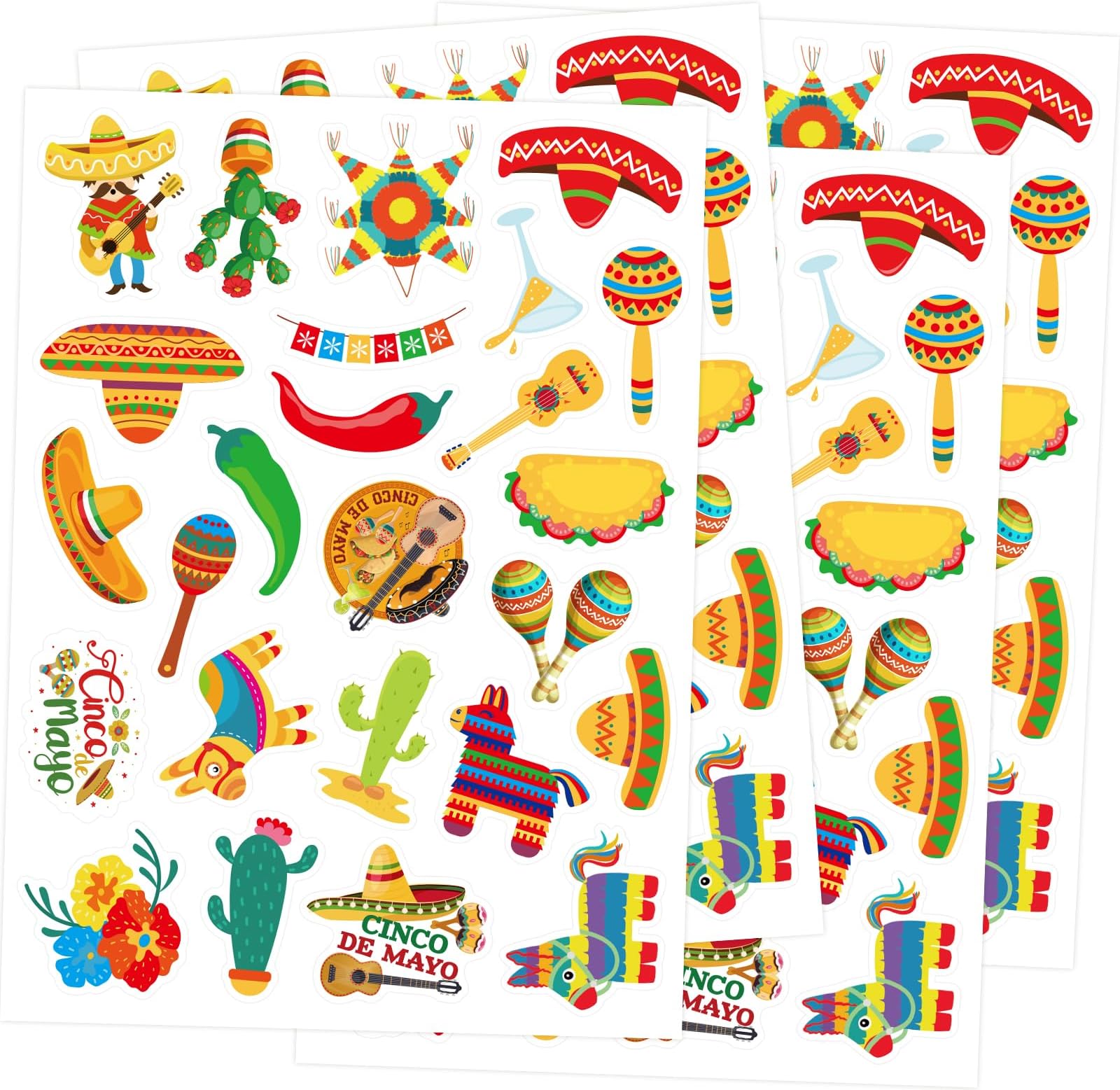 Amazon.com: Lucleag 600 PCS Mexican Fiesta Stickers for Kids, Cinco de ...