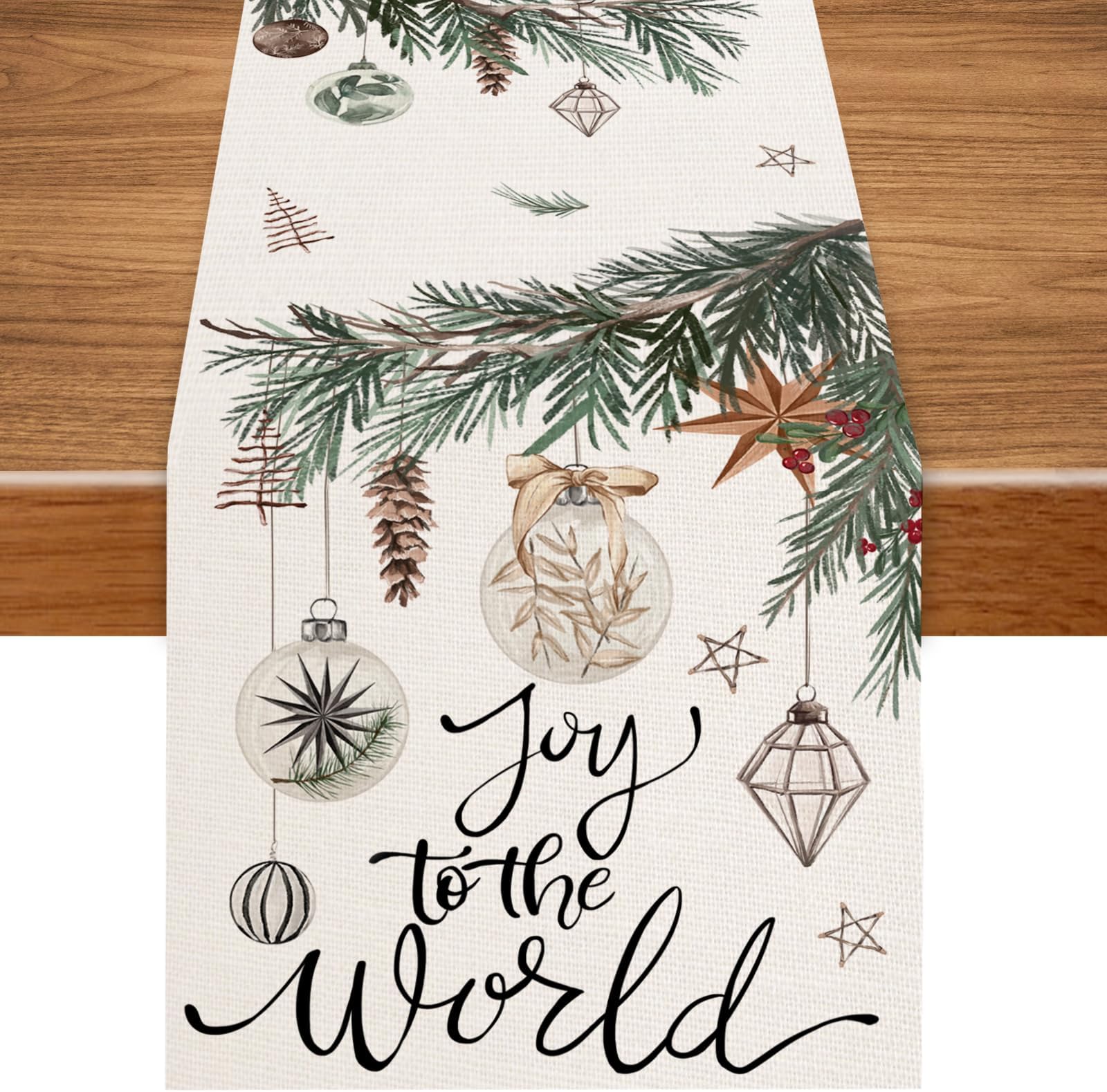 Amazon.com: Heirloom Haven Christmas Table Runner，Christmas Glass Balls ...