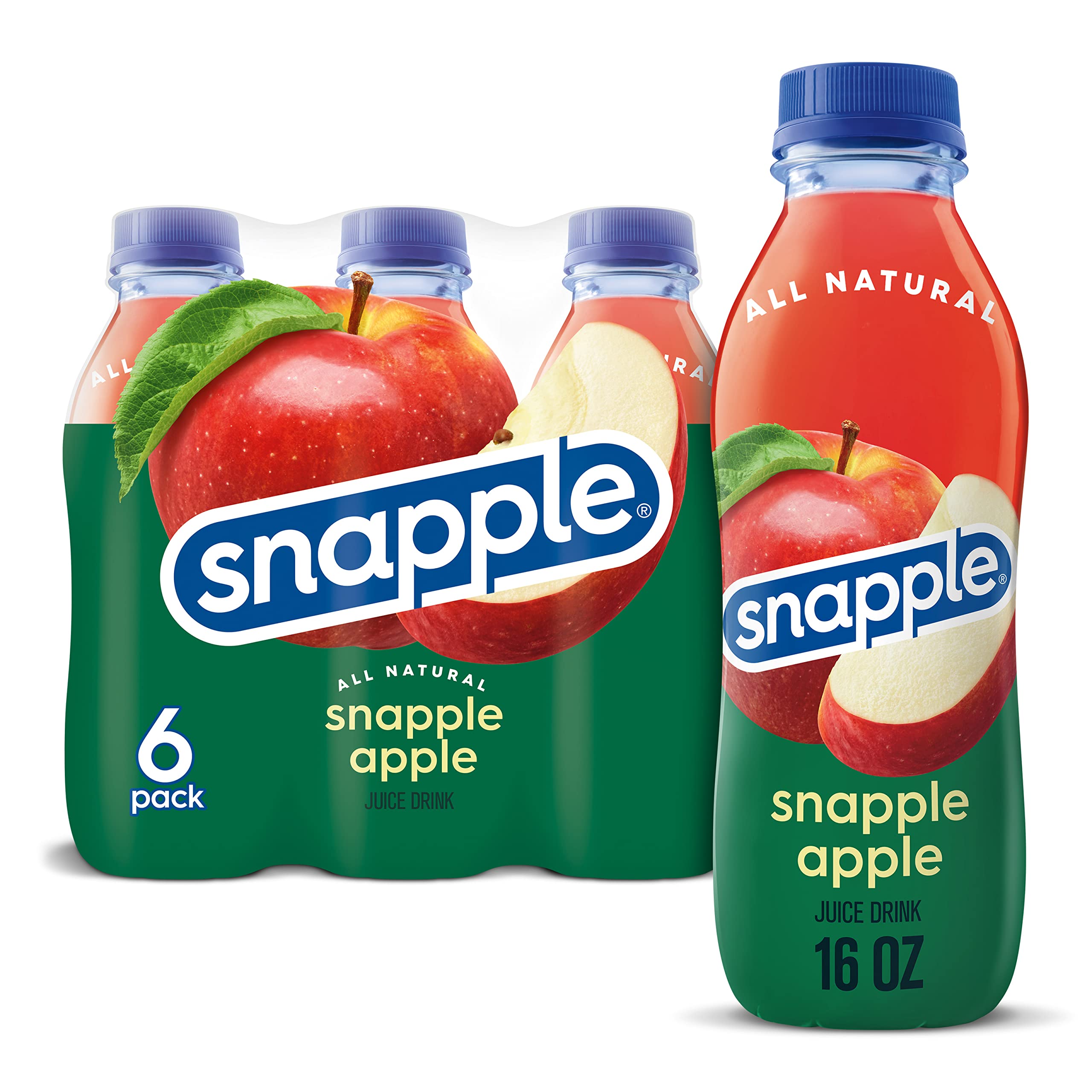 Buy Snapple Apple Juice Drink, 16 fl oz recycled plastic bottle, 6 pack ...