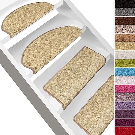 FLODI. Barcelona Deep Pile Stair Tread Mats, Set of 15 Pieces, Shaggy ...