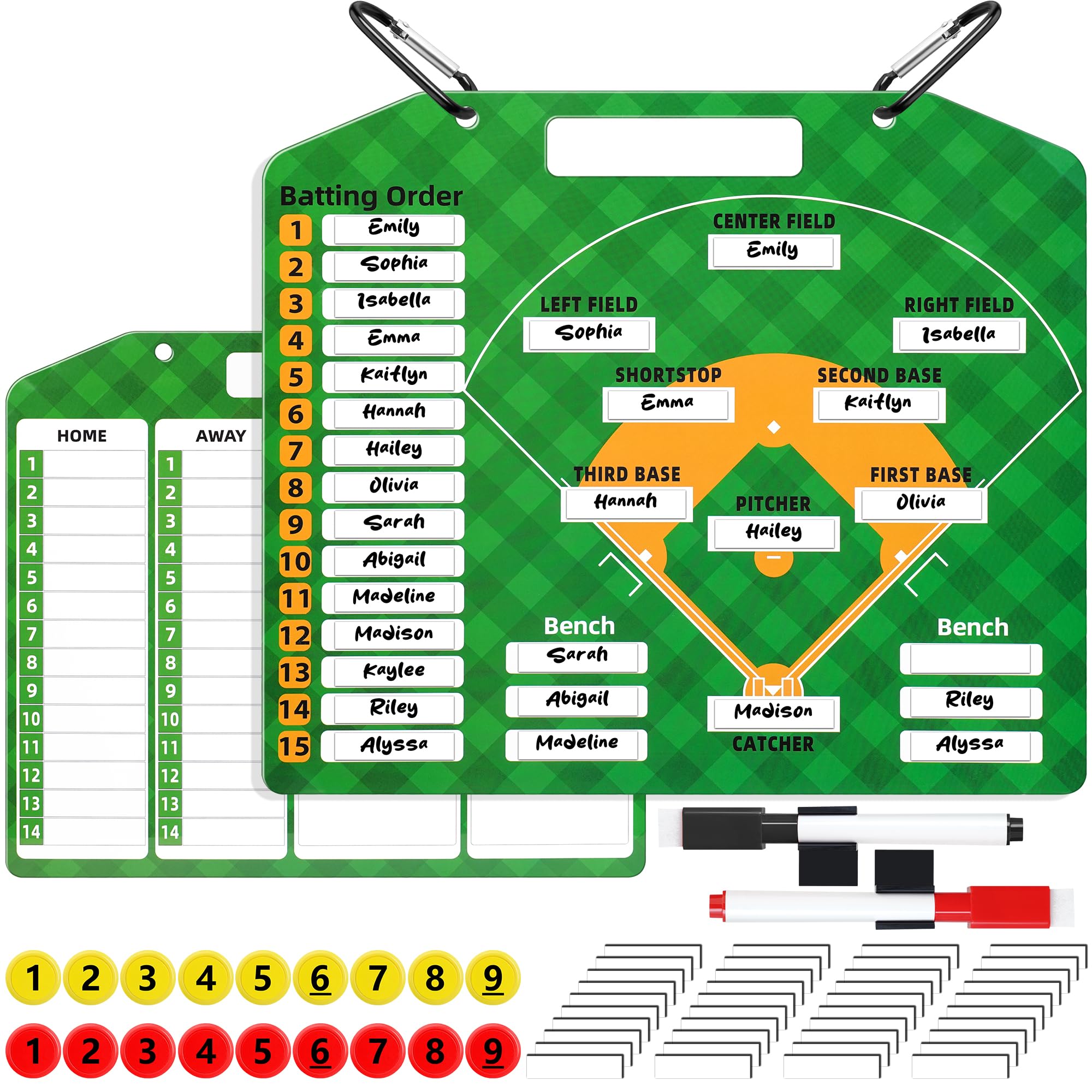 Amazon.com : Magnetic Baseball Dugout Lineup Board, Dry Erase Coach ...