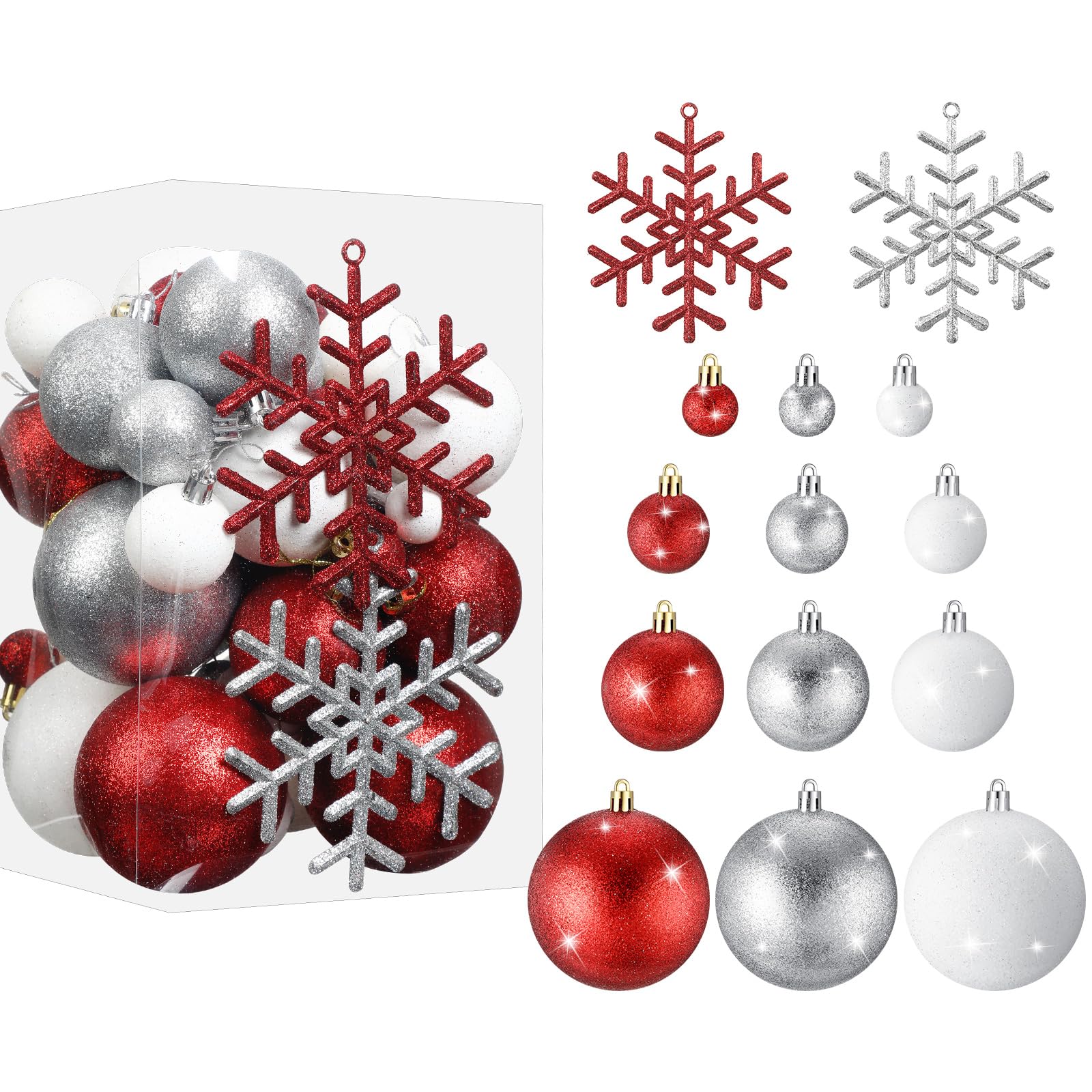 Amazon.com: Syhood 62 Pcs Glitter Christmas Ball Ornaments Bulk Plastic ...