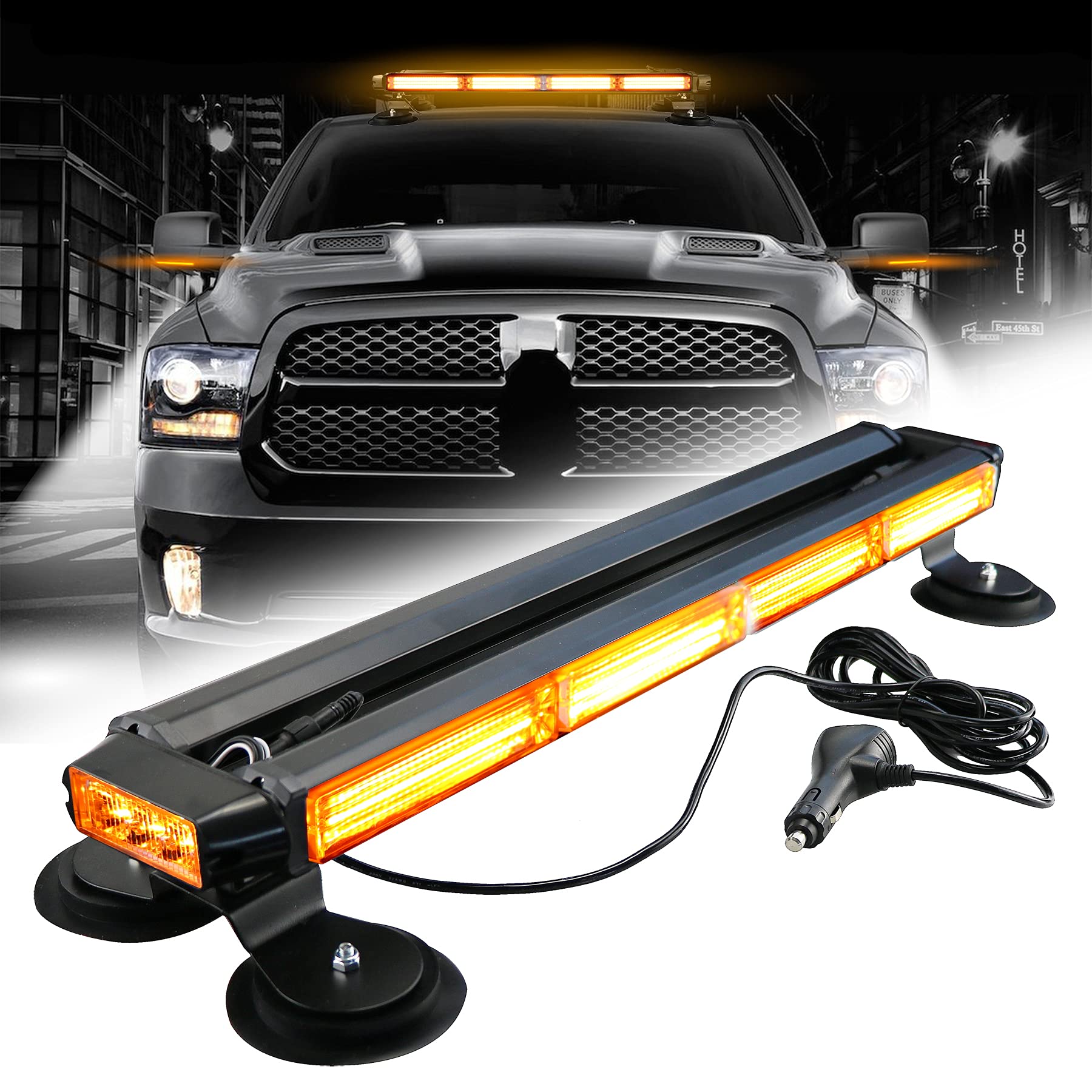 Buy COB LED Rooftop Strobe Flashing Light Amber 26Inch Upgrade Beacon ...